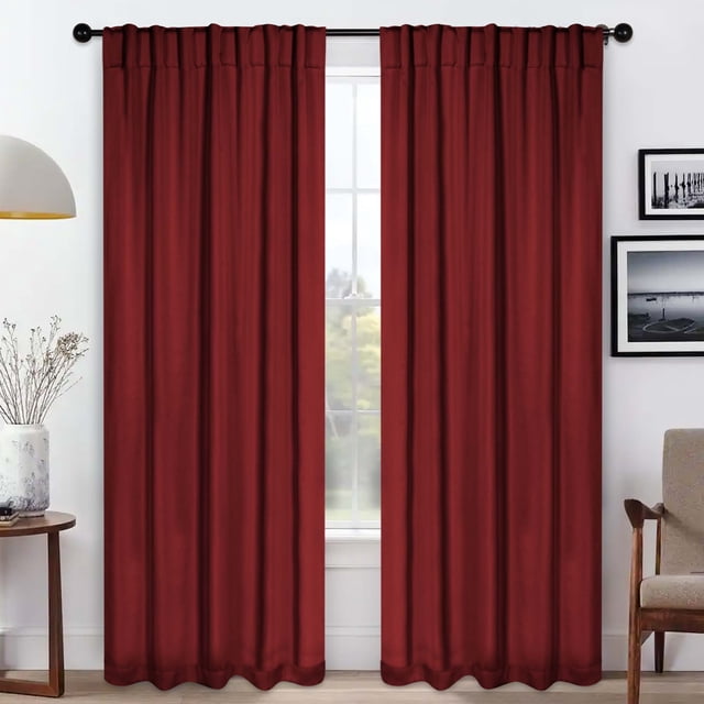 Superior Blackout Solid Light Filtering Back Tab Curtain Panel Set, 52 ...