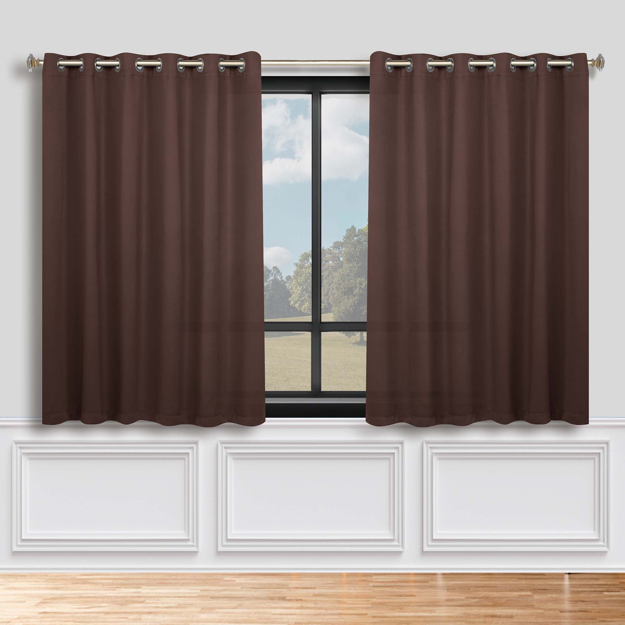 Superior Blackout Solid Light Filtering Grommet Curtain Panel Set, 70"X ...