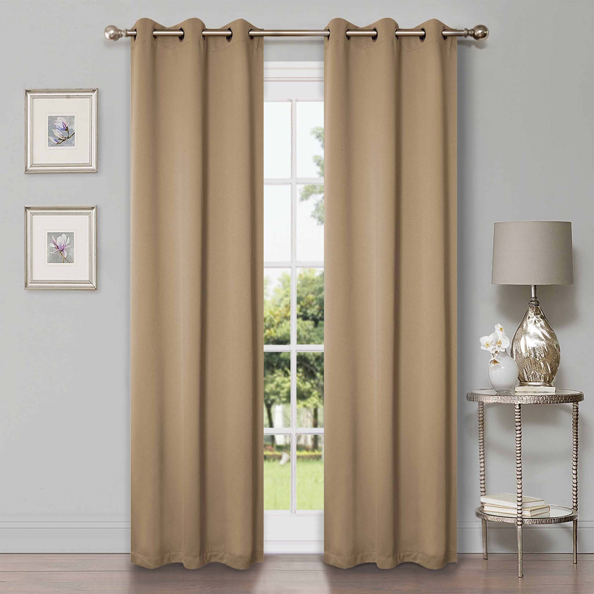 Superior Blackout Solid Light Filtering Grommet Curtain Panel Set, 42"X ...