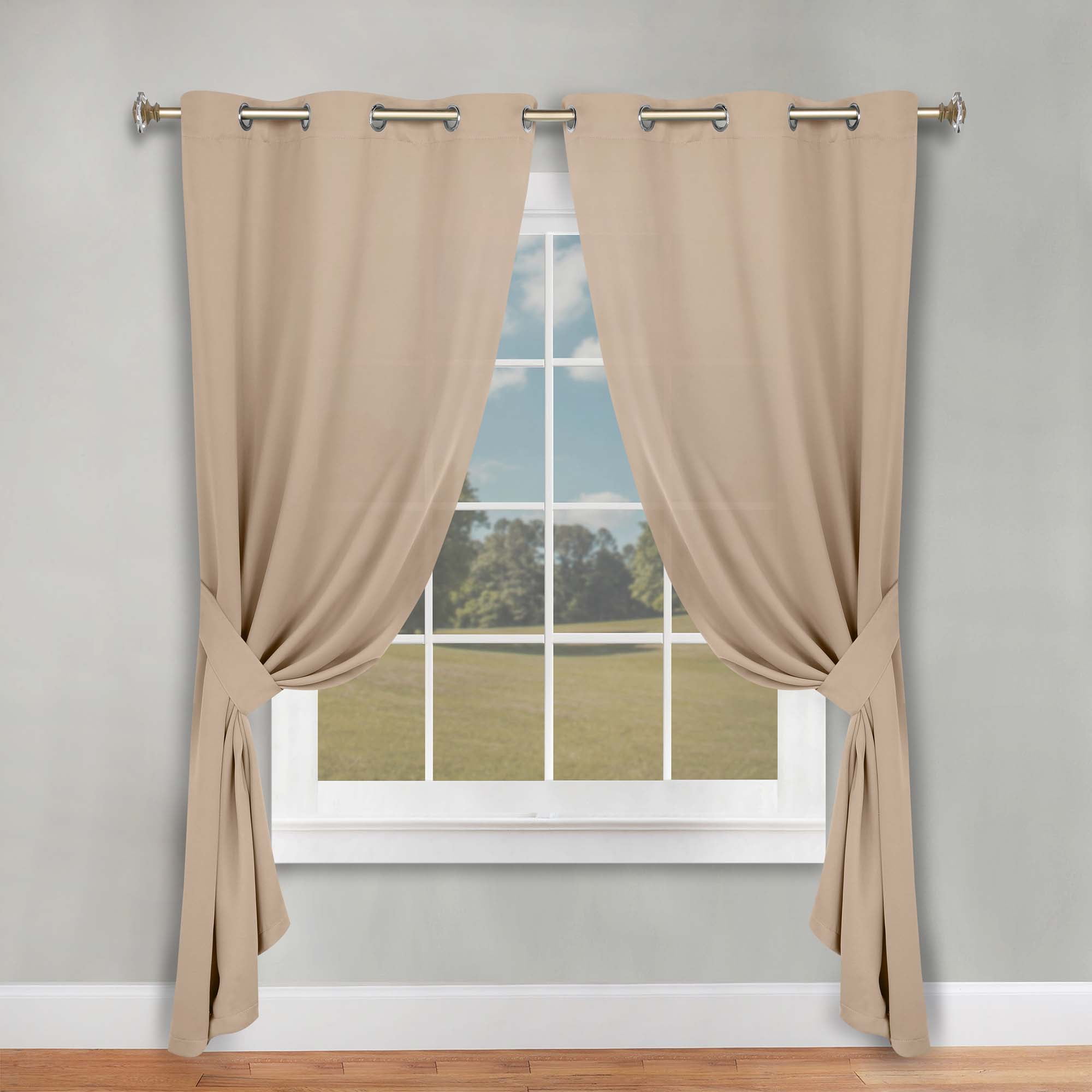 Superior Blackout Solid Light Filtering Grommet Curtain Panel Set, 46"X ...