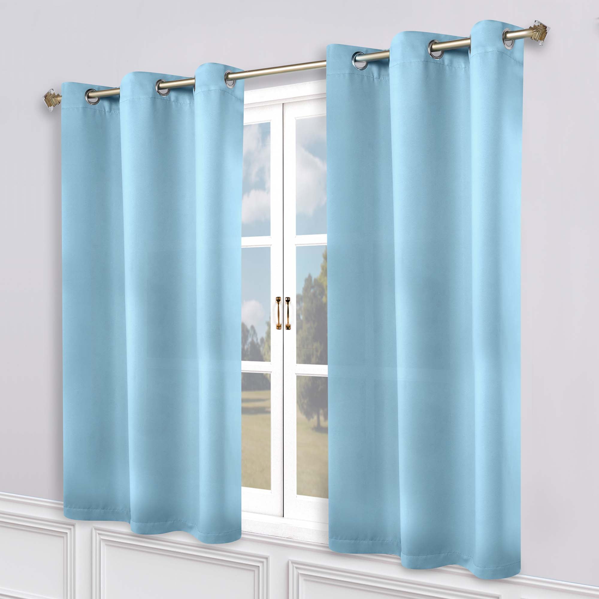 Superior Blackout Solid Light Filtering Grommet Curtain Panel Set, 52"X ...
