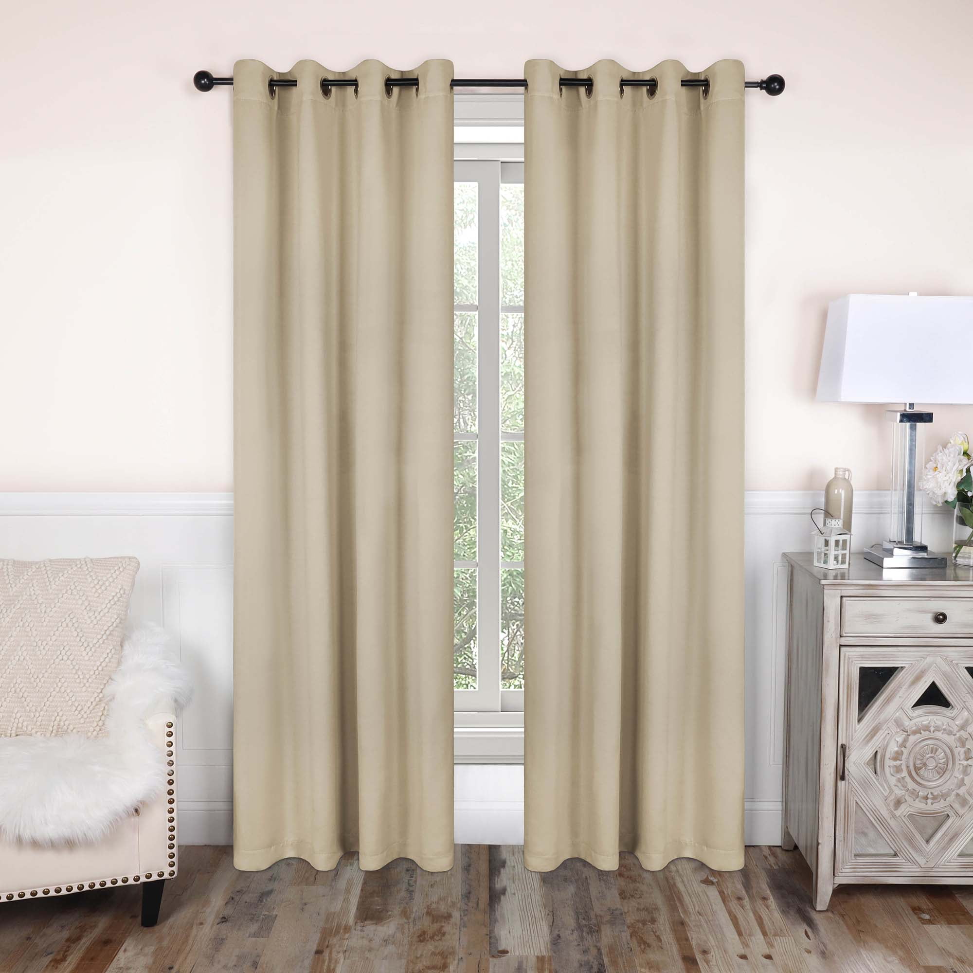 Superior Blackout Grommet Curtain Panel Set, 52"X96", Ivory - Walmart.com