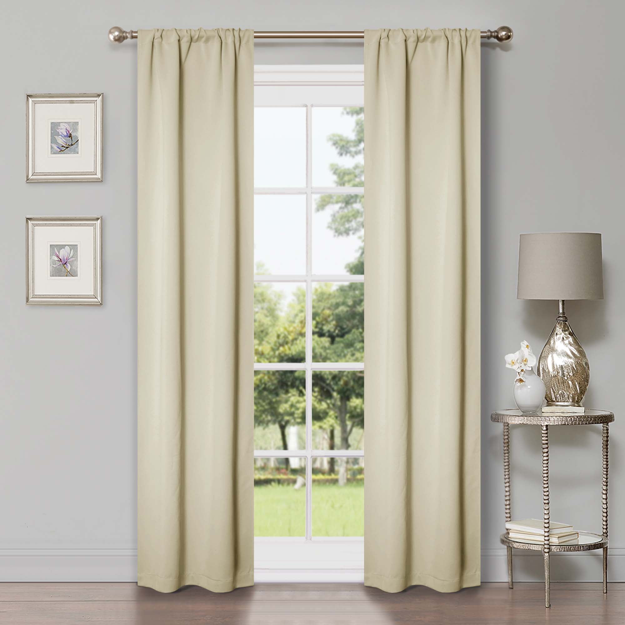 Superior Blackout Solid Light Filtering Rod pocket Curtain Panel Set ...