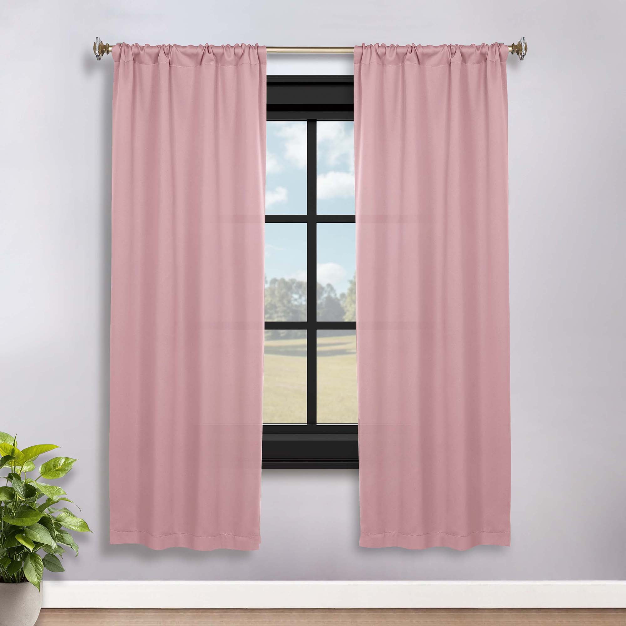 Superior Solid Blackout Curtain Set, Rod Pocket, 36 x 72, Mauve Chalk ...