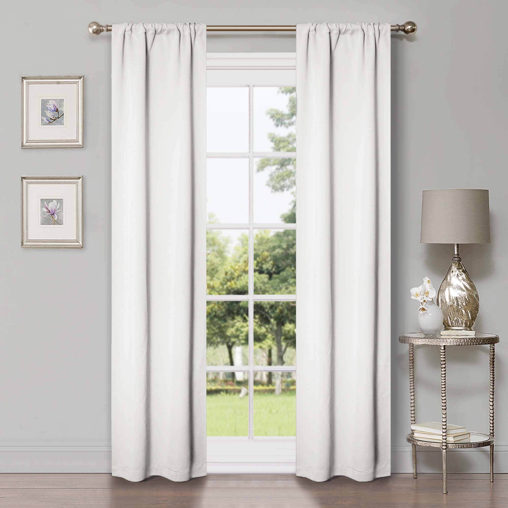 Superior Solid Blackout Curtain Panel, Set of 2, Rod Pocket Curtains 26" W x 84" L, Snow White ...