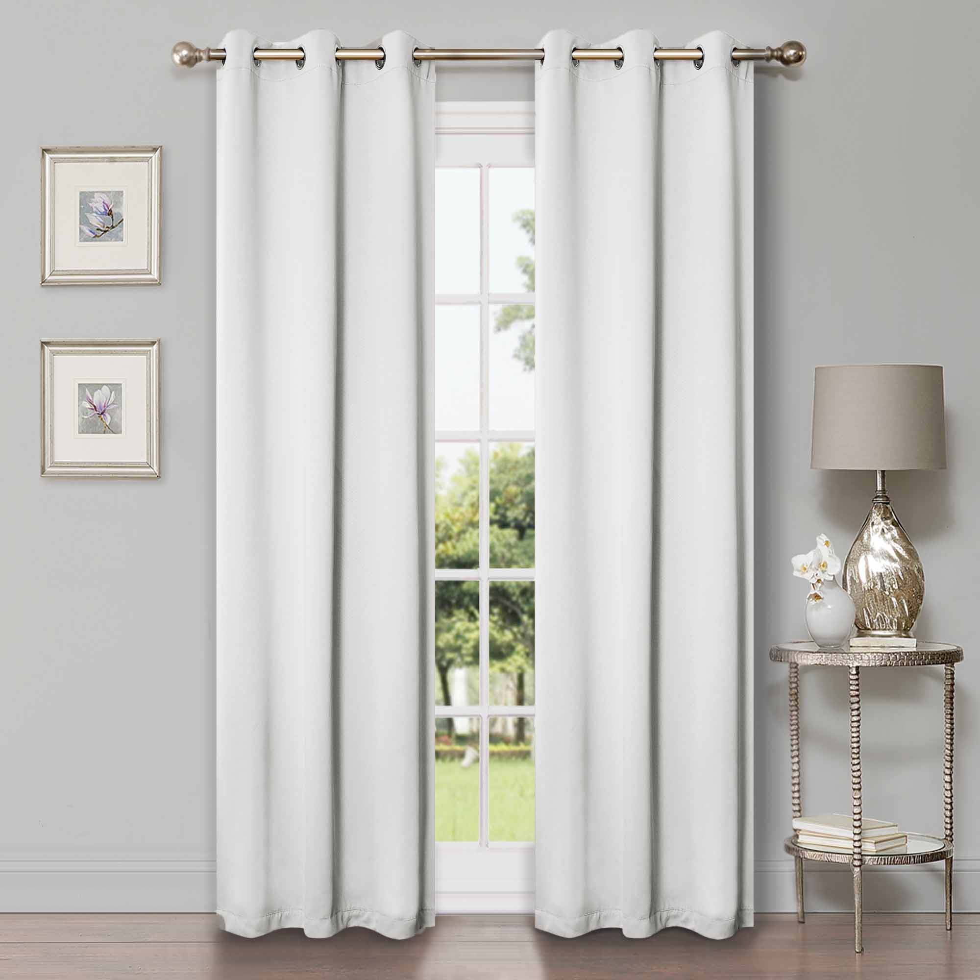 Superior Solid Blackout Curtain Panel, Set of 2, 6 Grommet Curtains 42" W x 108" L, Snow White ...