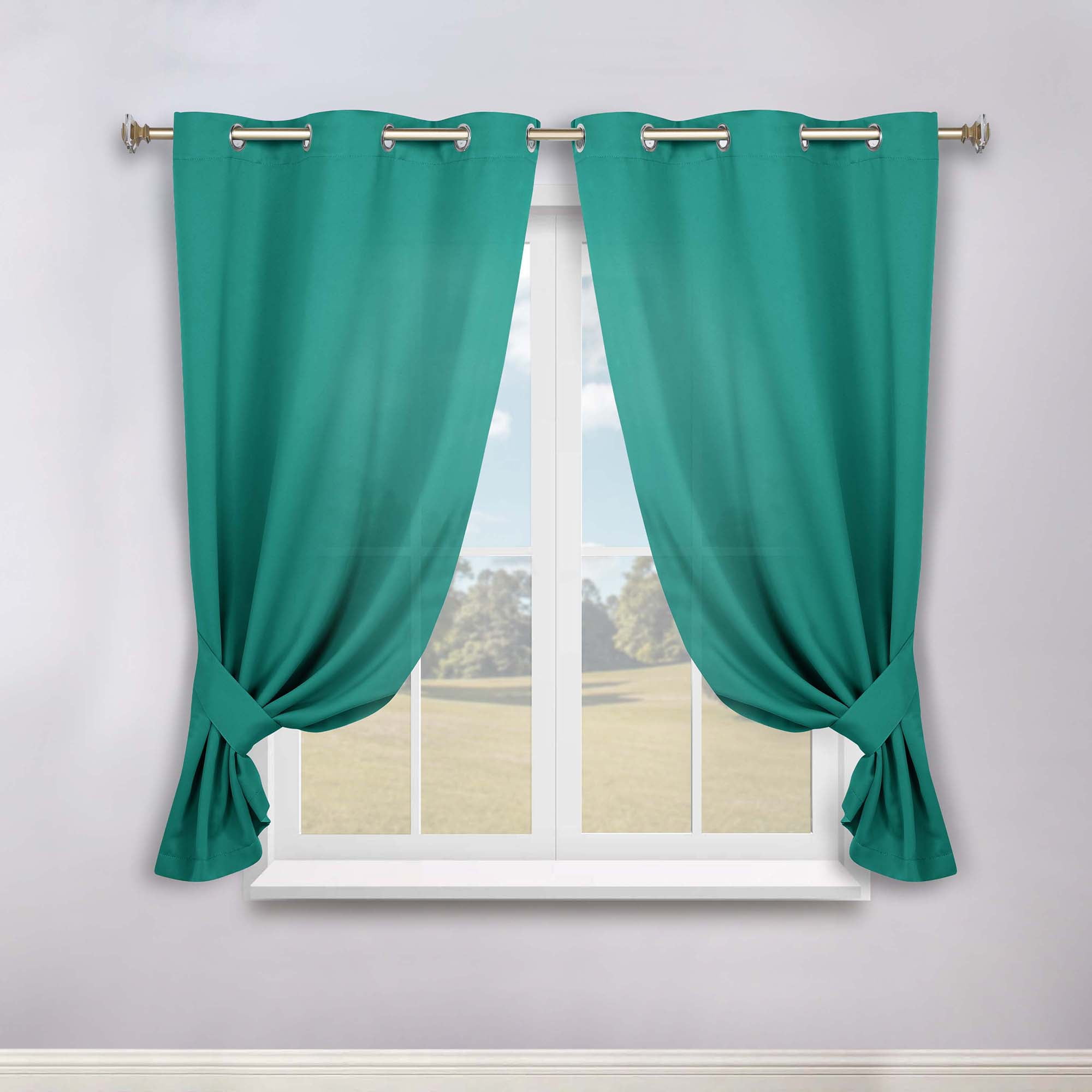 Superior Solid Blackout Curtain Panel, Set of 2, 6 Grommet Curtains 46 ...