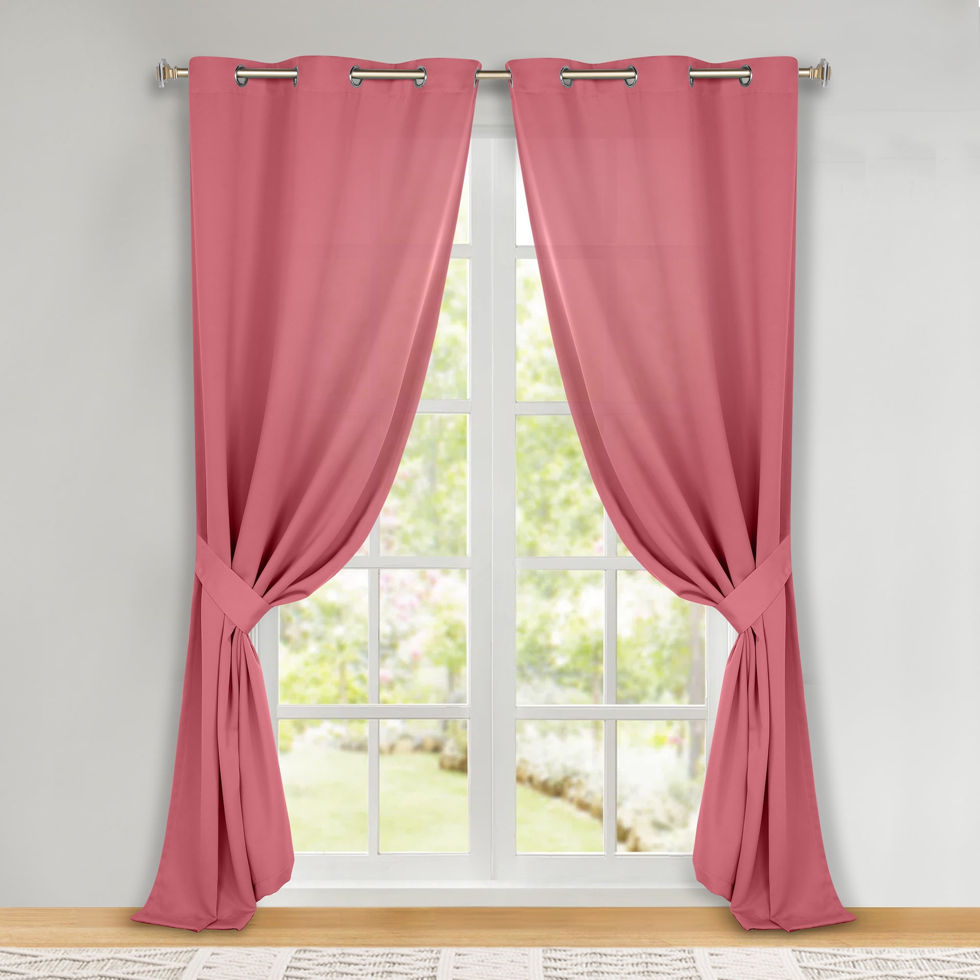 Superior Blackout Solid Light Filtering Grommet Curtain Panel Set, 46"X ...