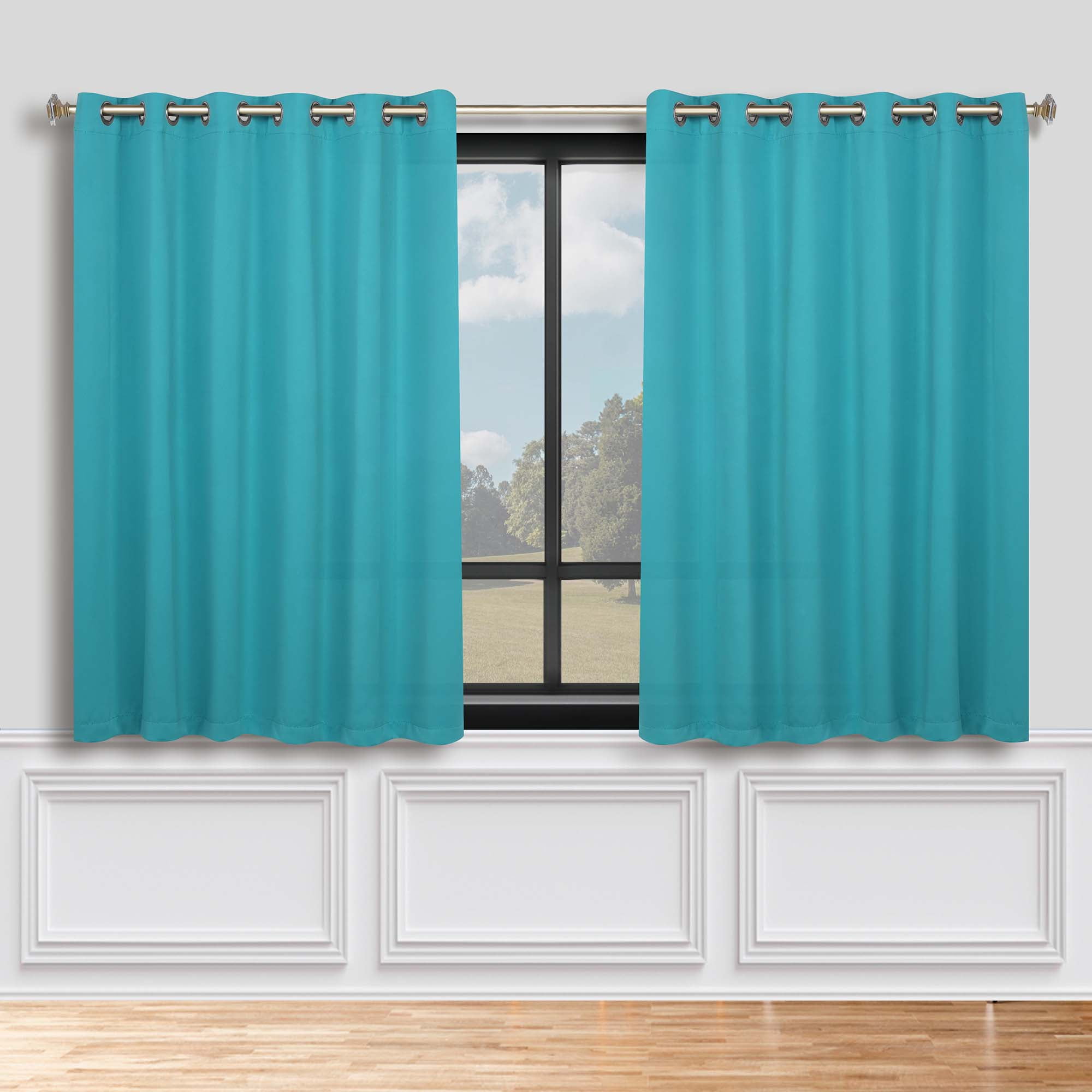Superior Solid Blackout Curtain Panel, Set of 2, 12 Grommet Curtains 70 ...