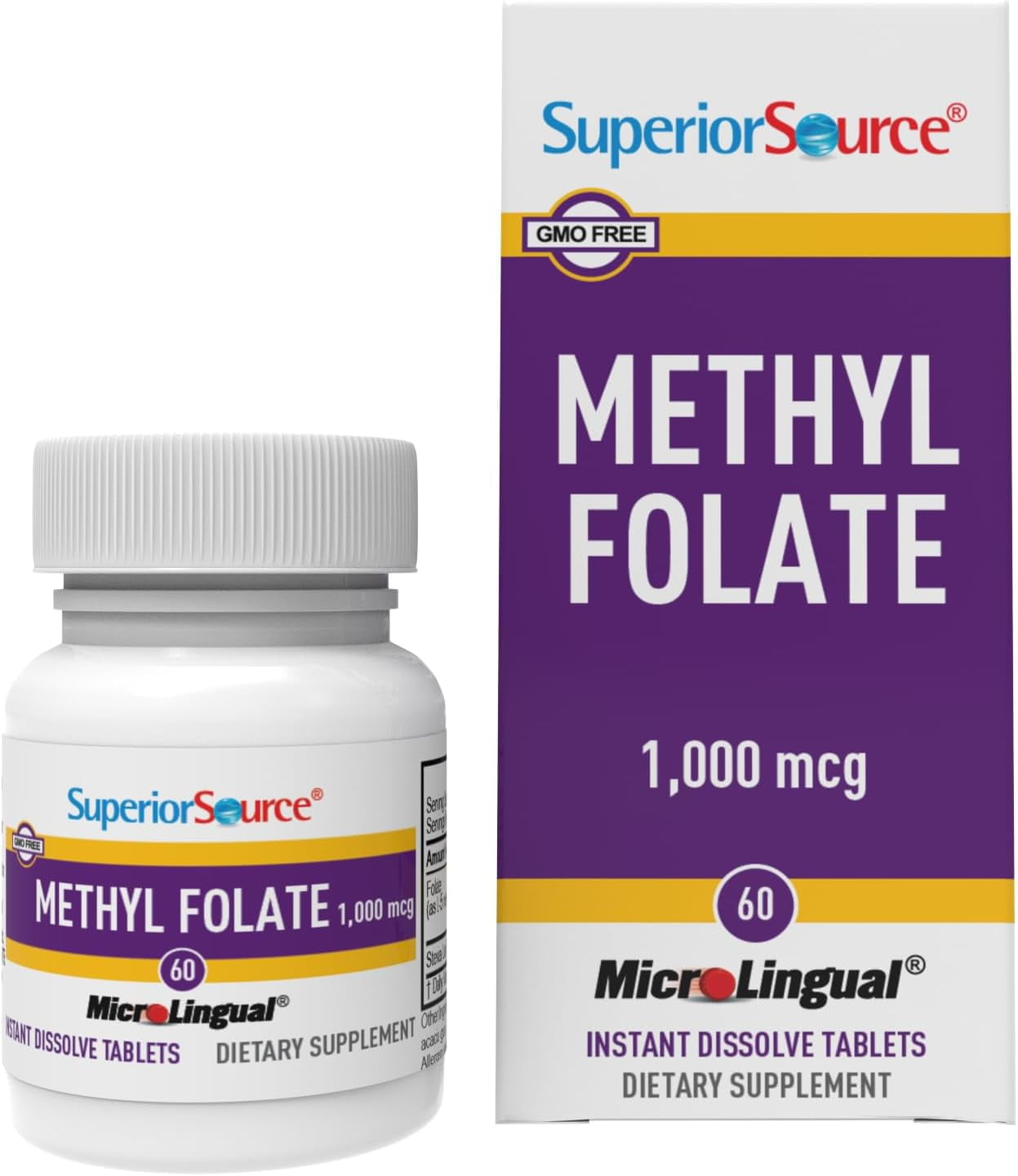 Superior Source Methylfolate 5-MTHF 1000 mcg, Quick Dissolve Tablets ...