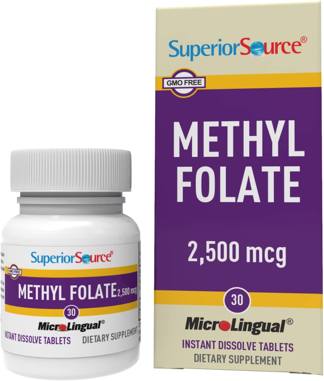 Superior Source Methyl Folate 2,500 mcg - Folate Supplement for Women ...