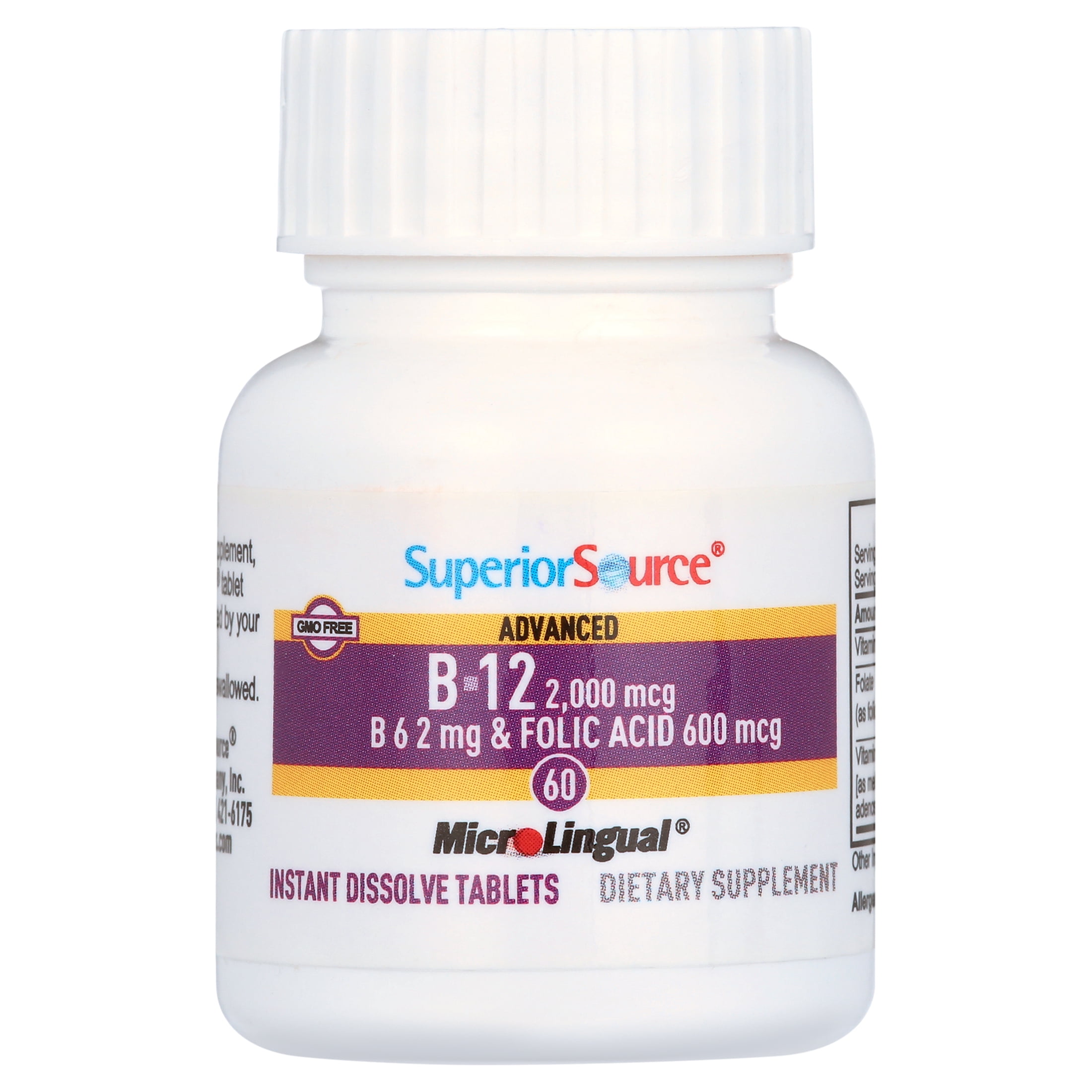 Superior Source No Shot Advanced B12 (2000 mcg), Quick Dissolve Tablets ...