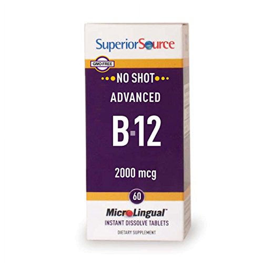 Superior Source No Shot Advanced B12 Vitamins Tablet, 2000 mcg, 60 ...