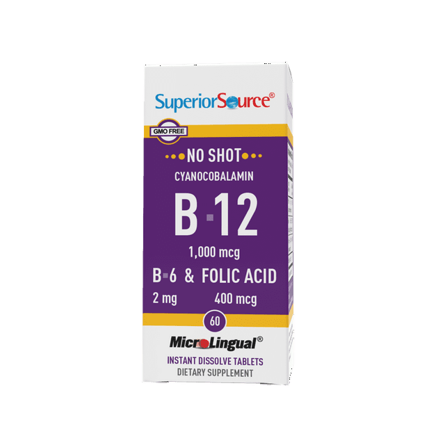 Superior Source No Shot Vitamin B12 Cyanocobalamin 1000 Mcg B6