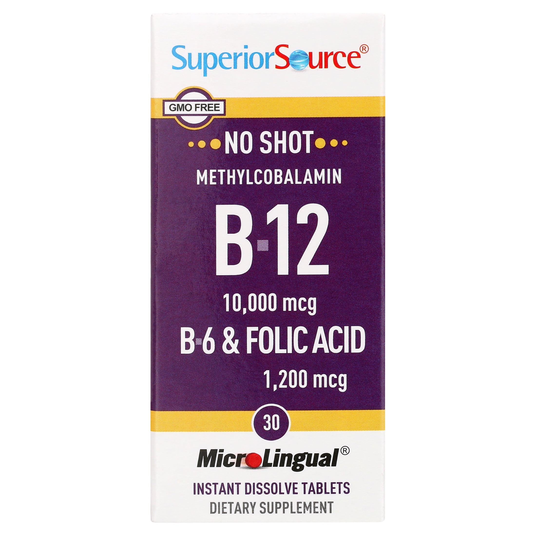 Superior Source No Shot Vitamin B12 Methylcobalamin (10000 mcg), B6 ...