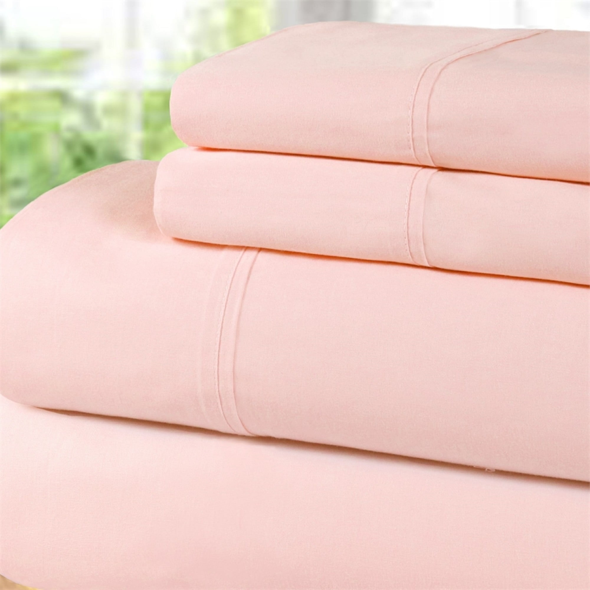 Superior Tierney Cotton Percale Deep Pocket Sheet Set, Twin, Blush ...