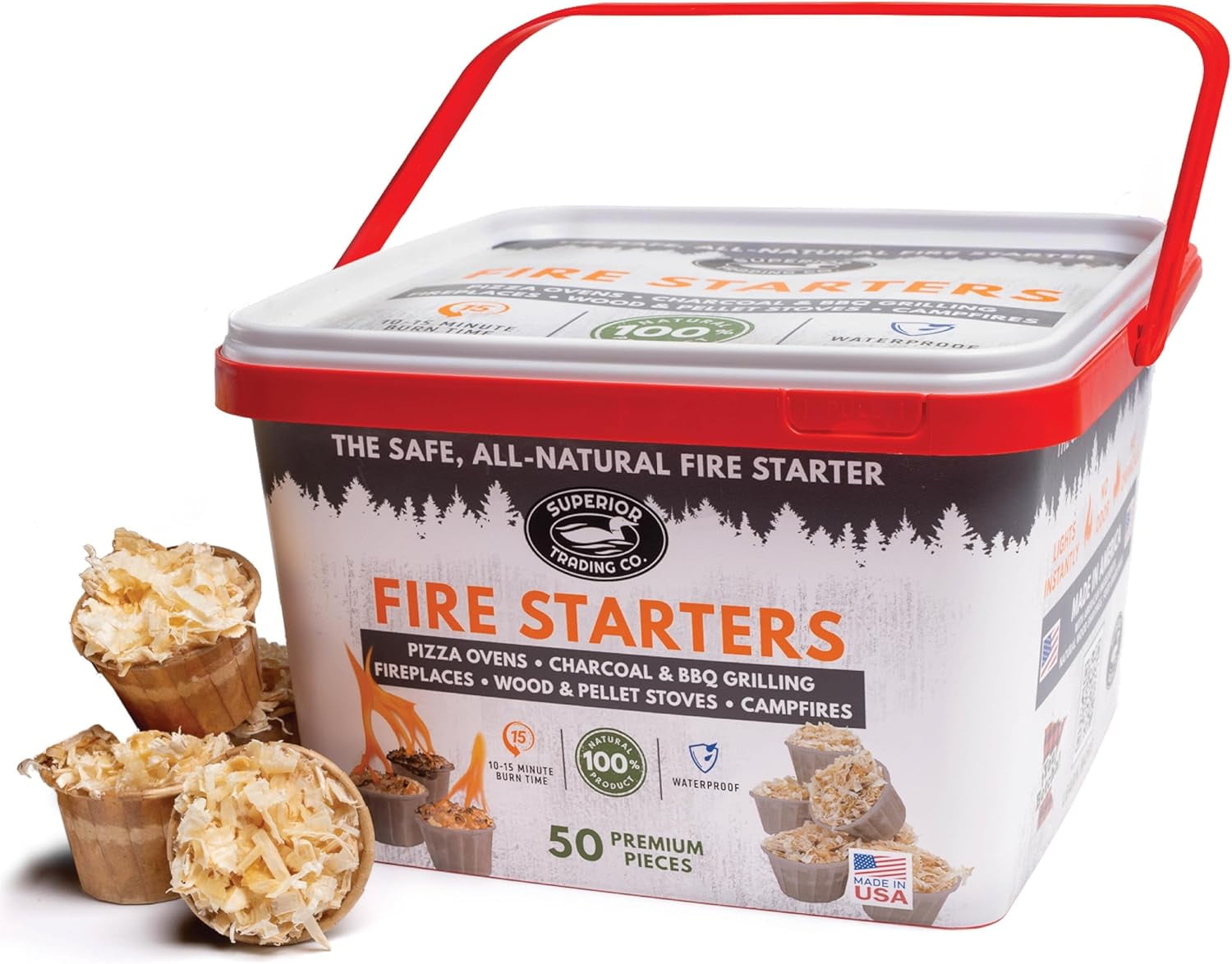 Superior Trading Fire Starter Pods in Plastic Bucket - Starters for ...