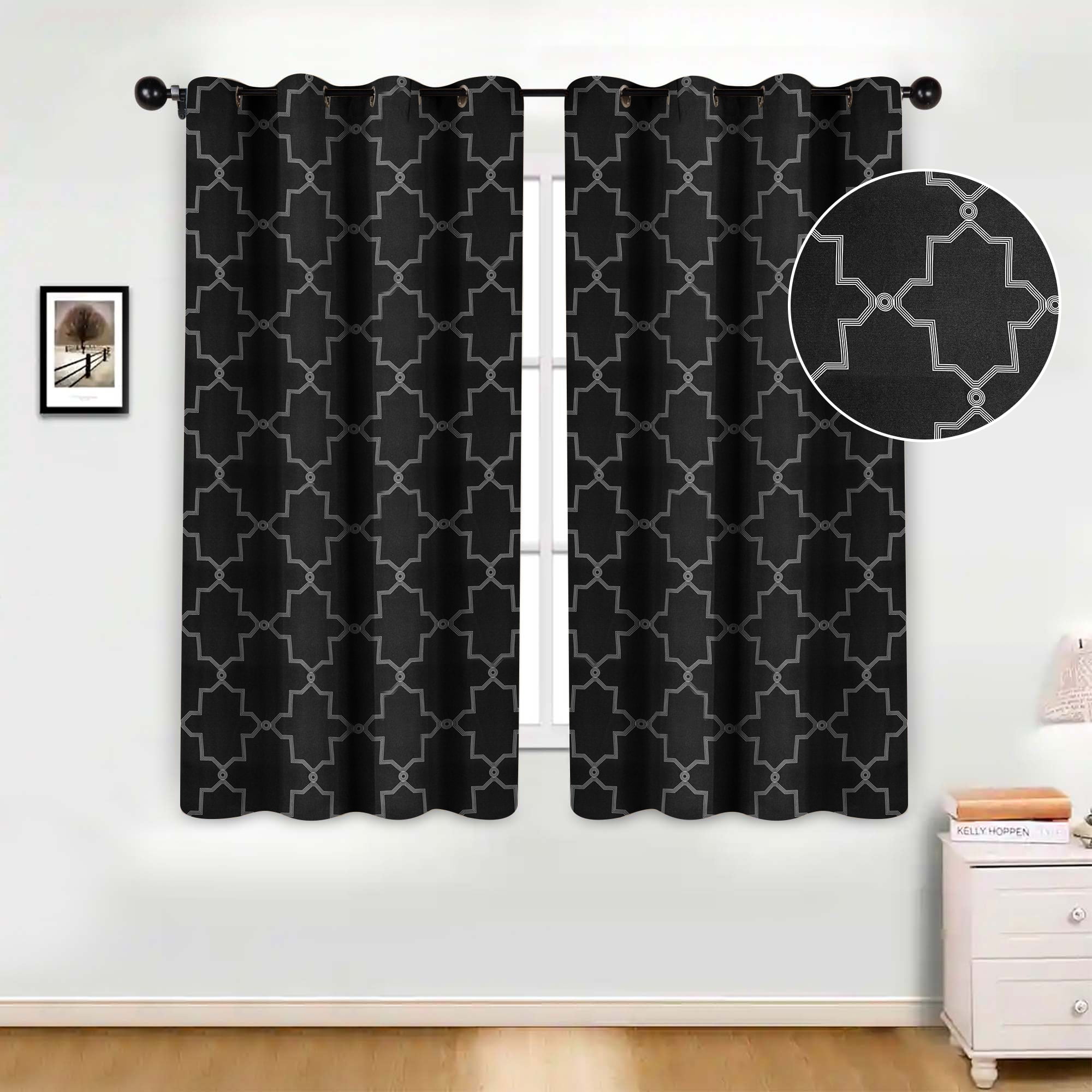 Superior Trellis Blackout Grommet Curtain Panel Pair, Set of 2 Curtains ...