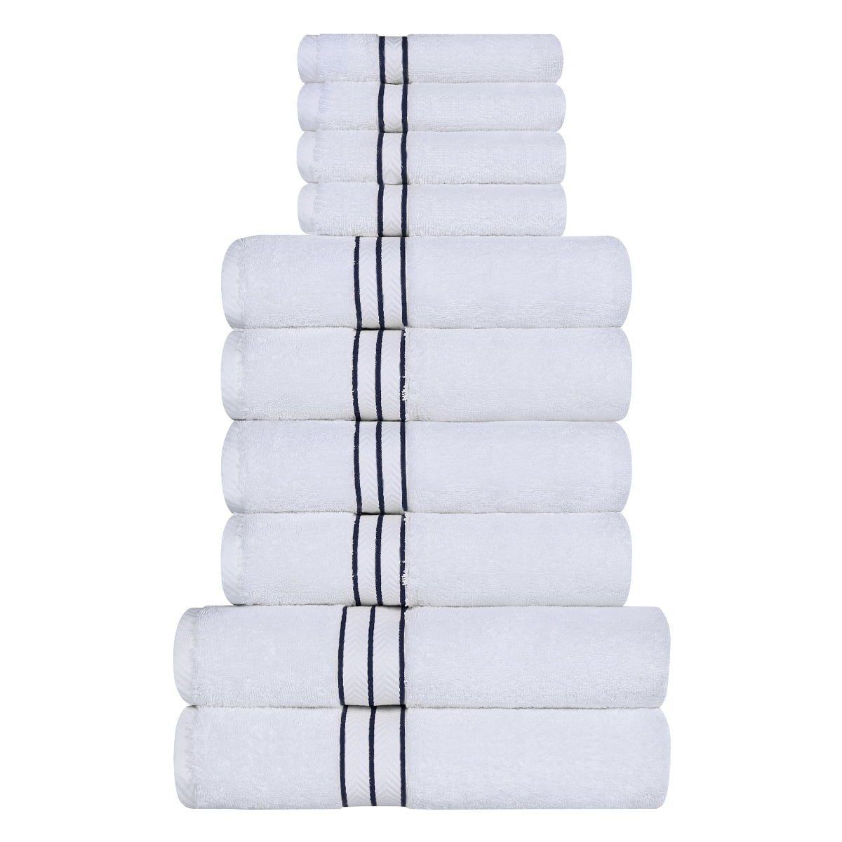 Superior Turkish Cotton Ultra-Plush 10-Piece Navy Blue Towel Set ...