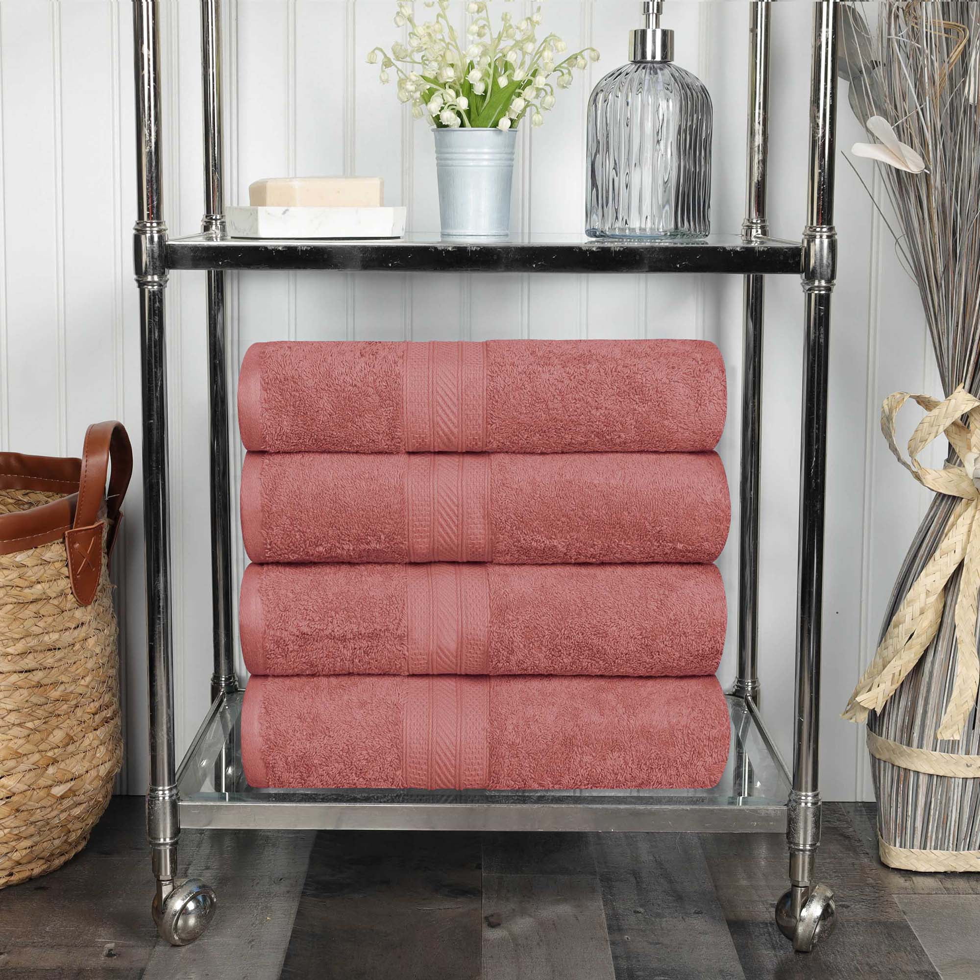 Superior Atlas Cotton Heavyweight 4 Piece Towel Set, Blush - Walmart.com