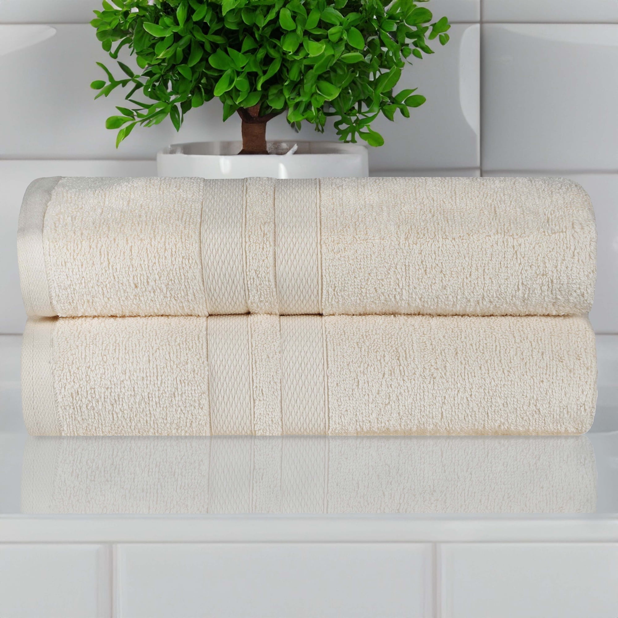 Superior Soft Cotton Bath Towels - 2-Piece Ivory Towels - Walmart.com