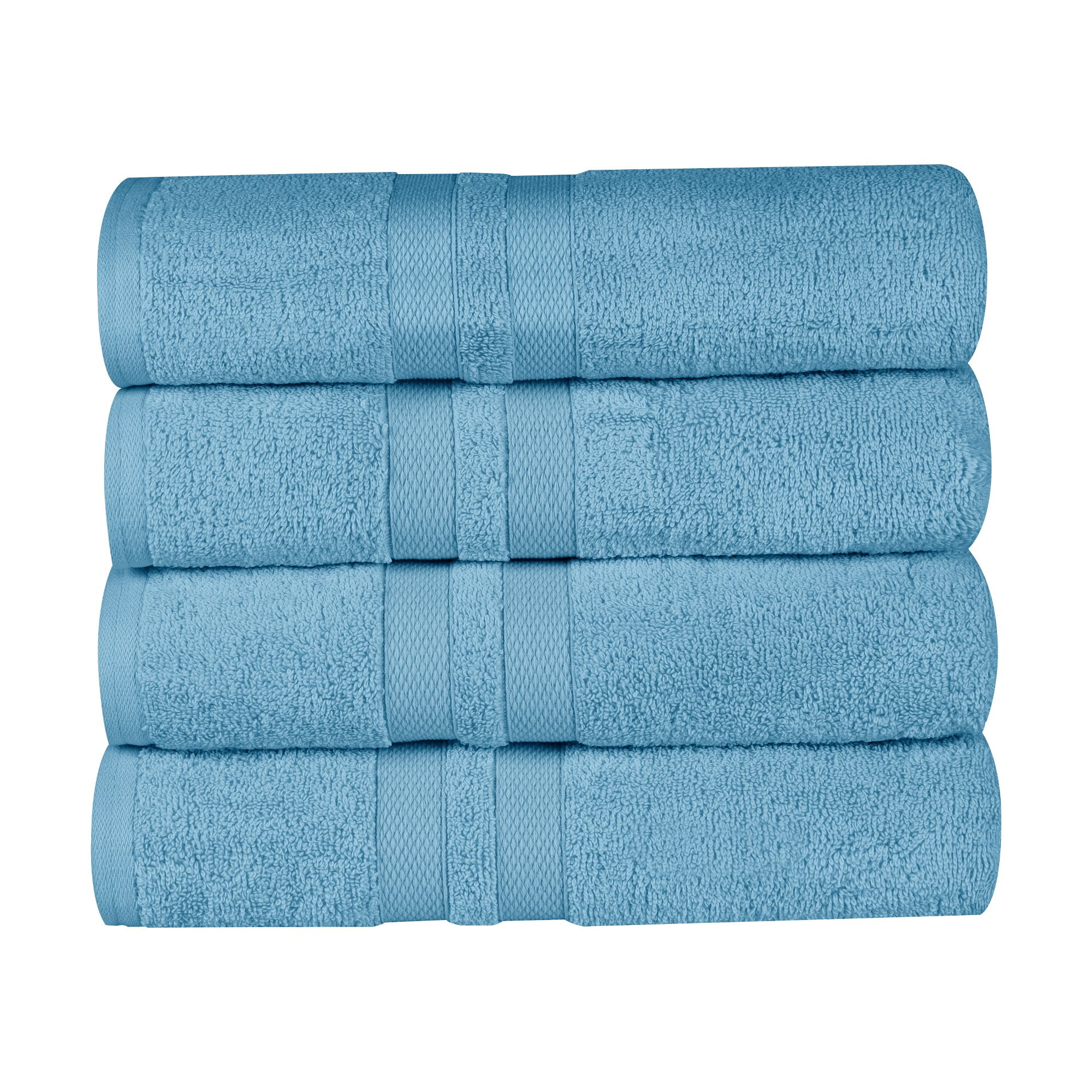 Superior Ultra Soft Cotton Solid 4-Piece Denim Blue Bath Towel Set ...