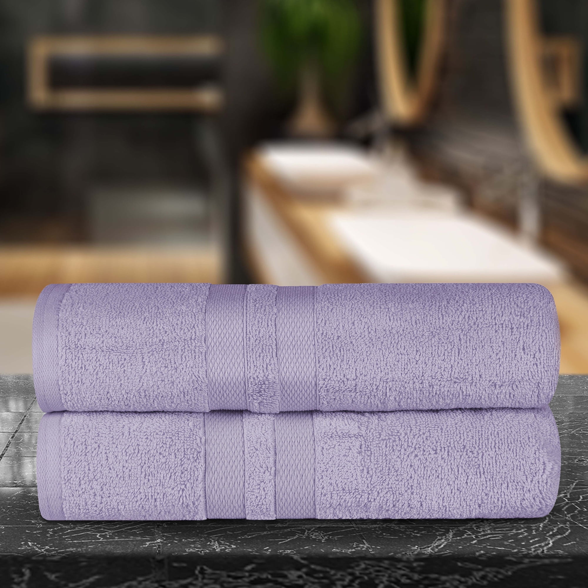 Superior Ultra-Soft Cotton Solid Bath Sheets, Set of 2, Wisteria ...