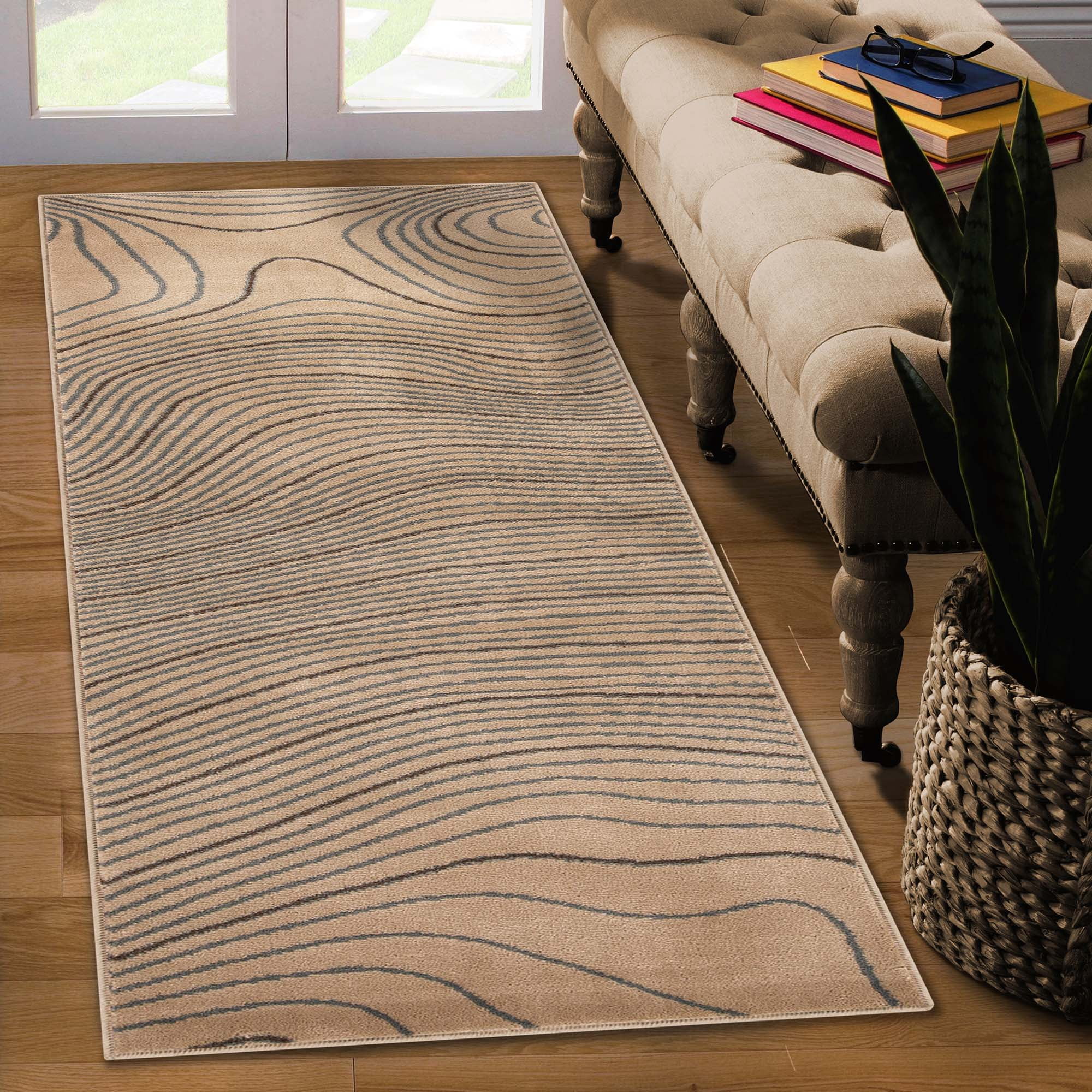 Superior Veer Abstract Runner Rug, 2' 7" x 8', Beige - Walmart.com