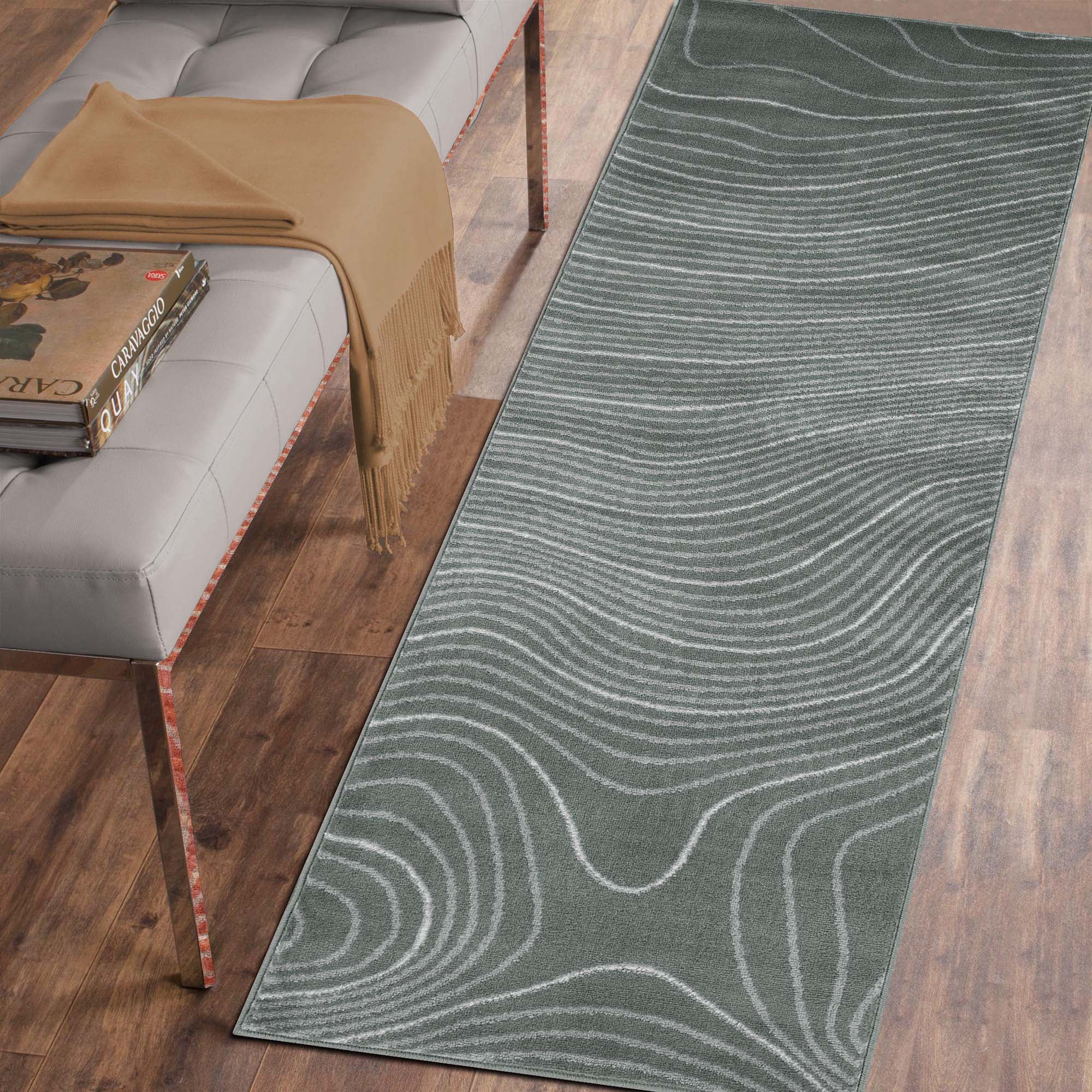 Superior Veer Abstract Runner Rug, 2' 7" x 8', Slate - Walmart.com