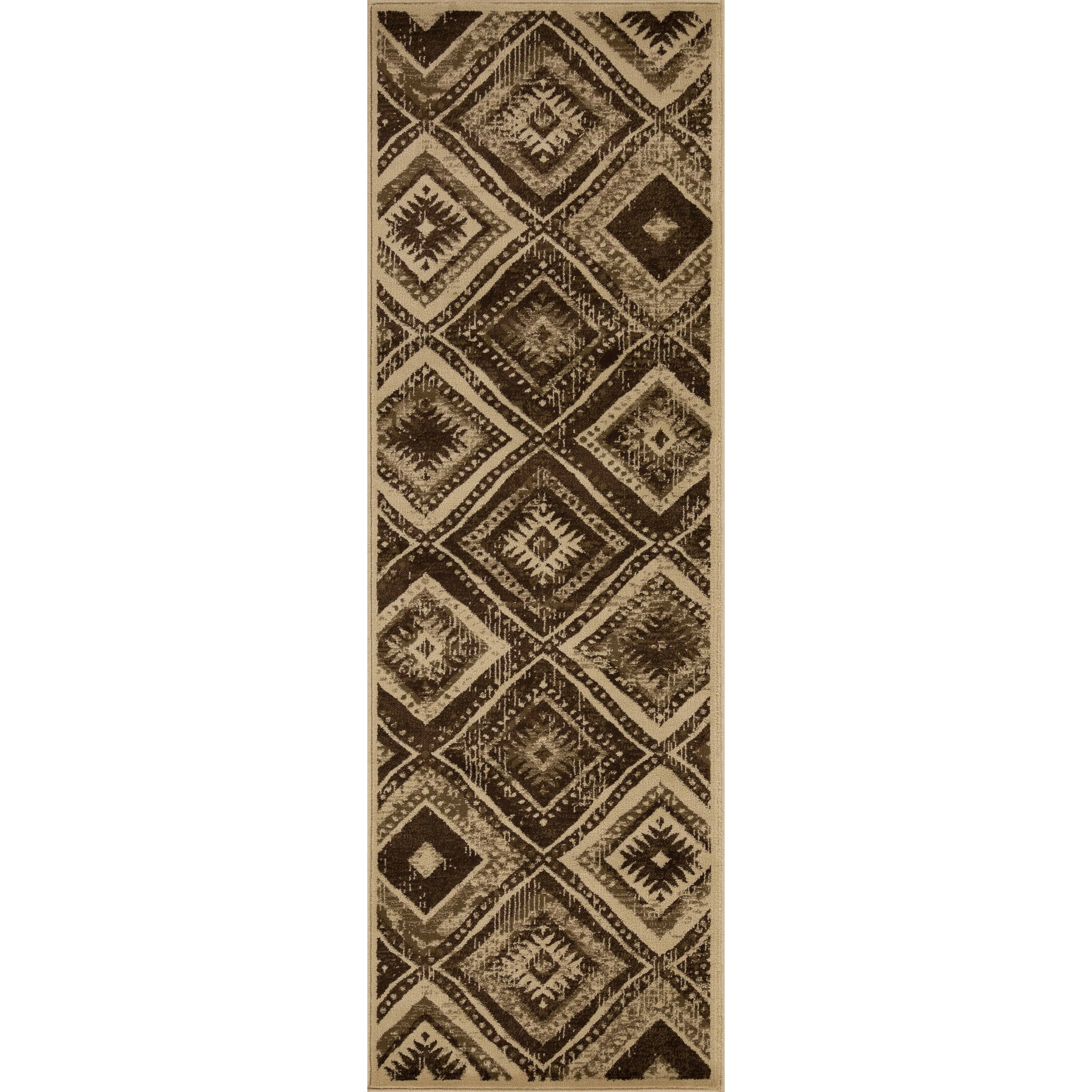 Superior Velvet Geometric Diamond Indoor Area Runner Rug, 31 in x 96 in ...