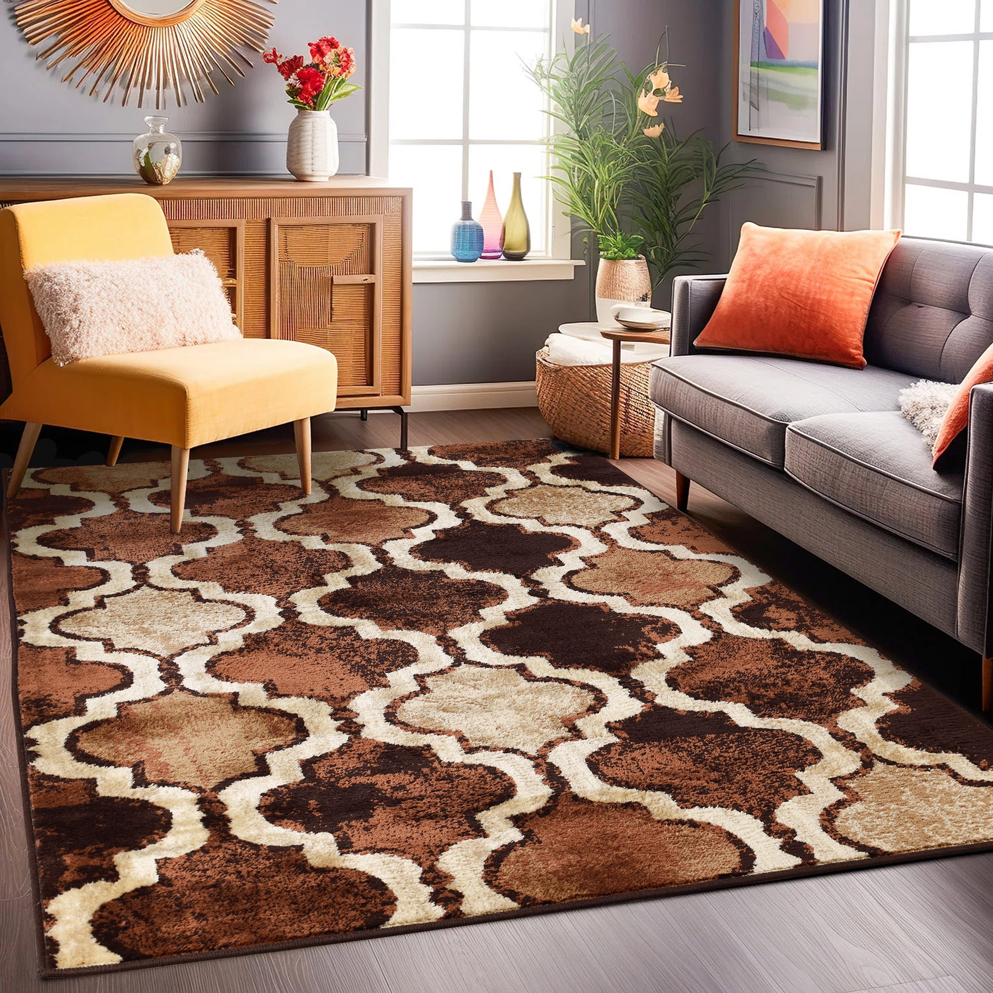 Free Shipping! Superior Viking Trellis Indoor Large Area Rug Coffee 8'6 ...