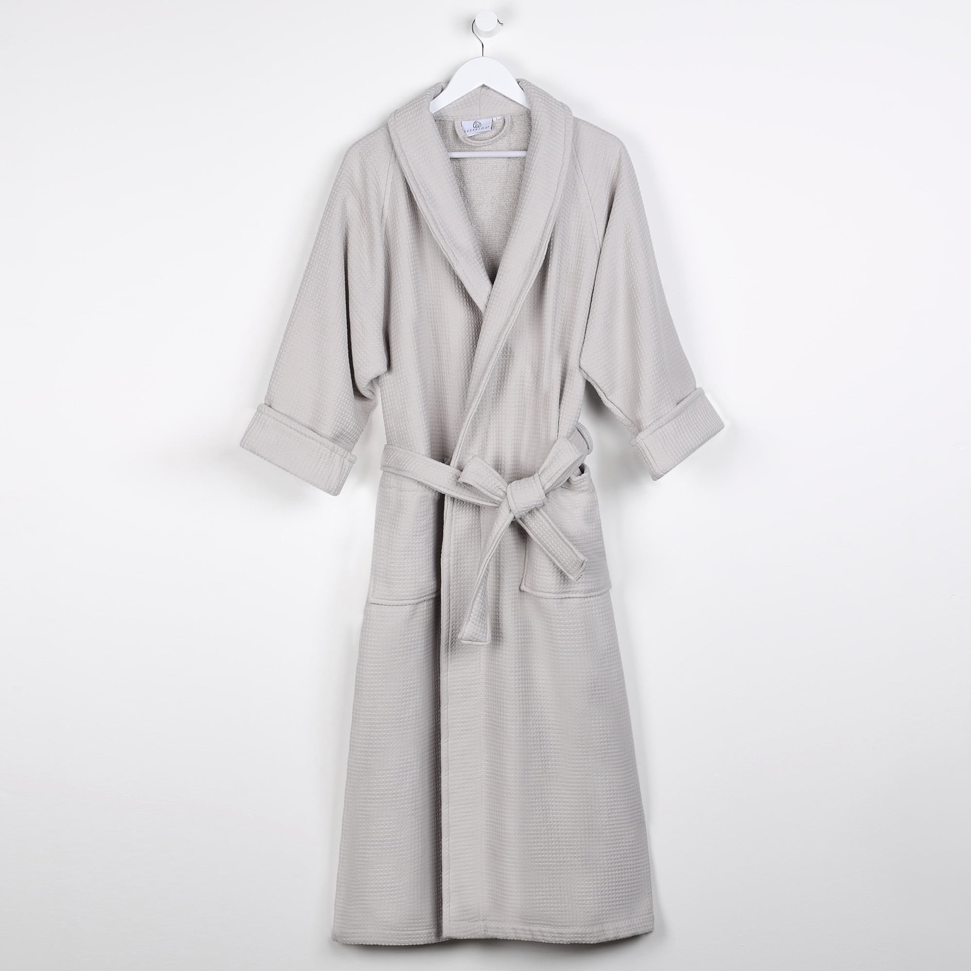 Superior Waffle Weave Cotton Unisex Adult Bath Robe, Silver, Small ...