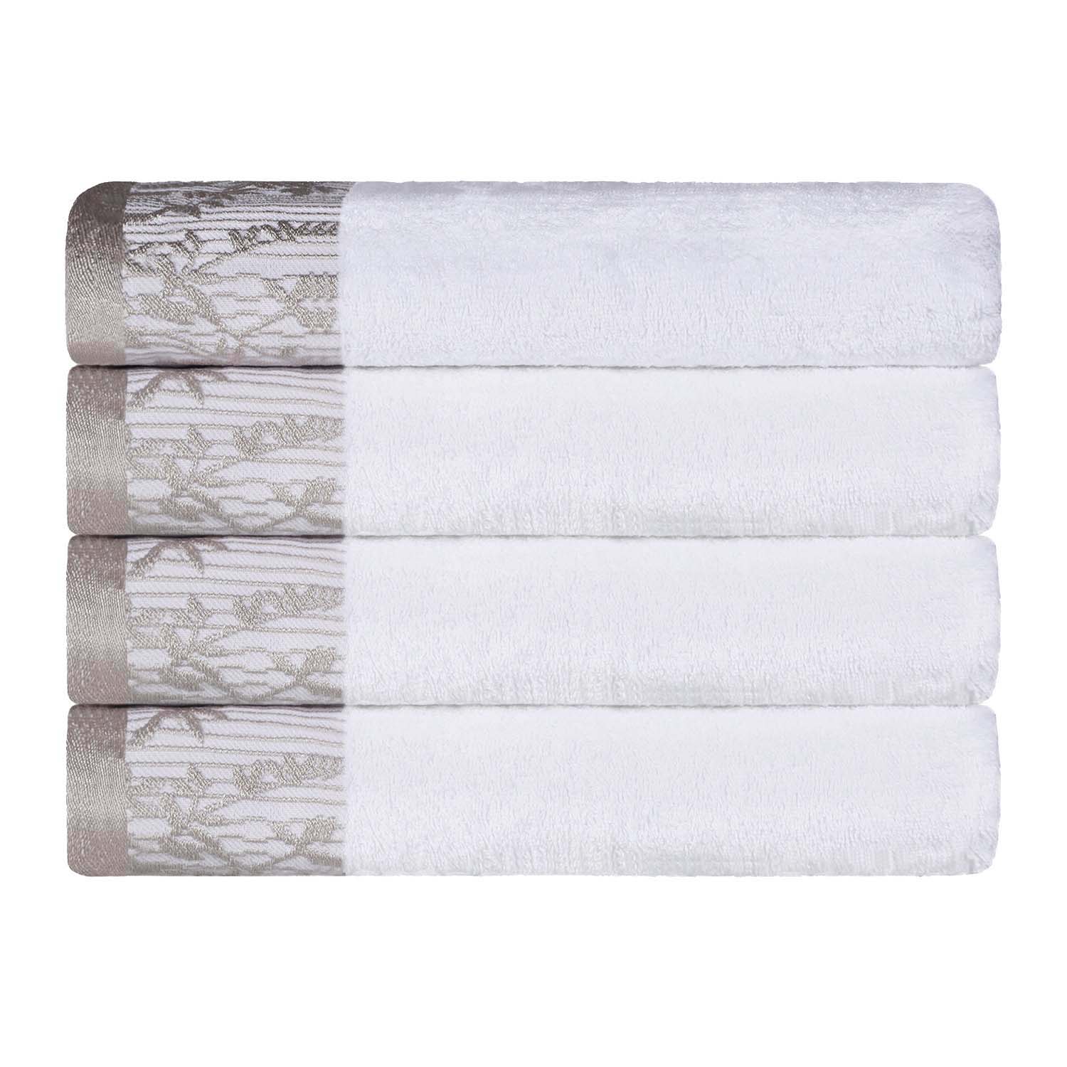 Superior Wisteria Cotton Floral Bath Towels (Set of 4), White - Walmart.com