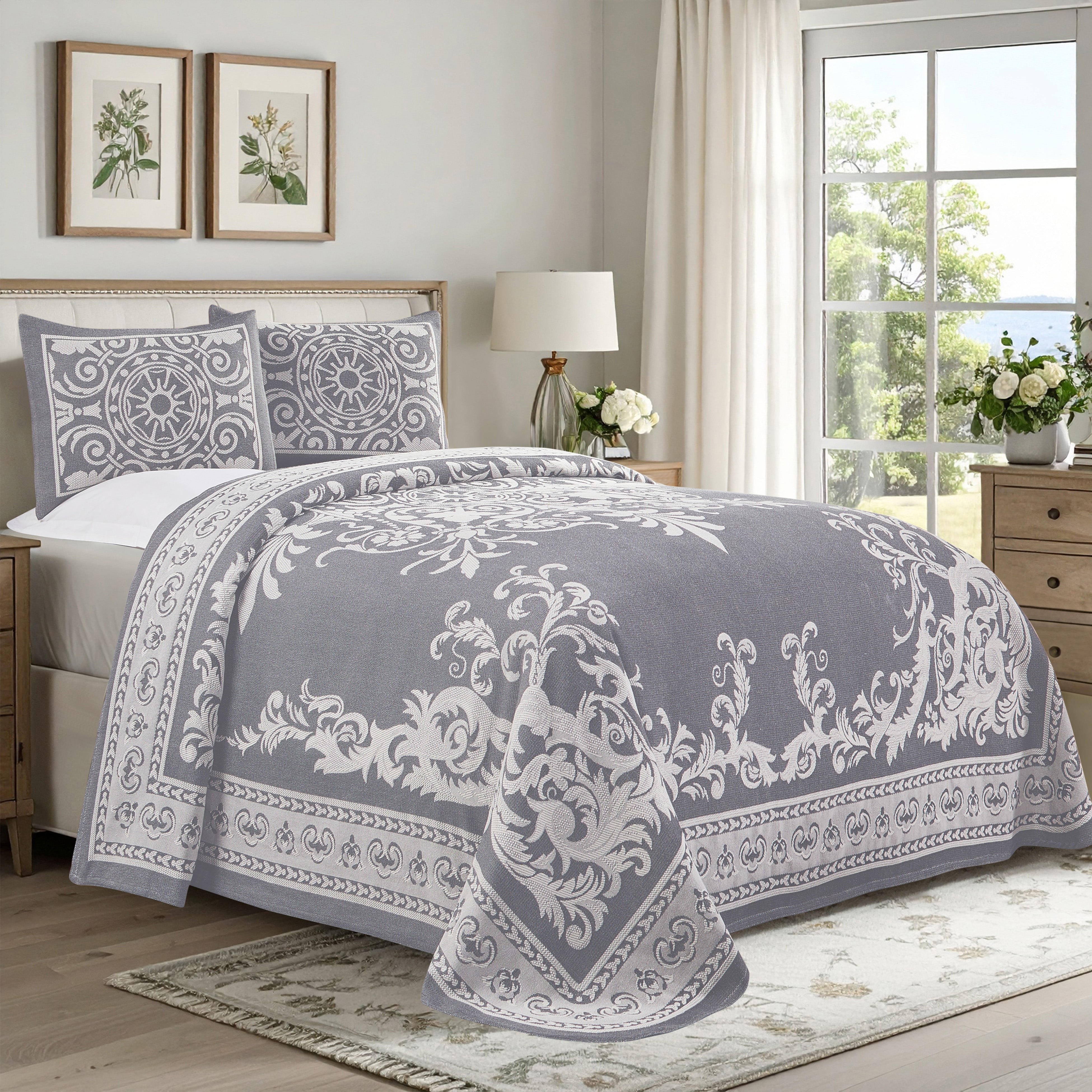 Superior Woven Jacquard Bedspread Set Full Size, 3-Piece Lightweight ...