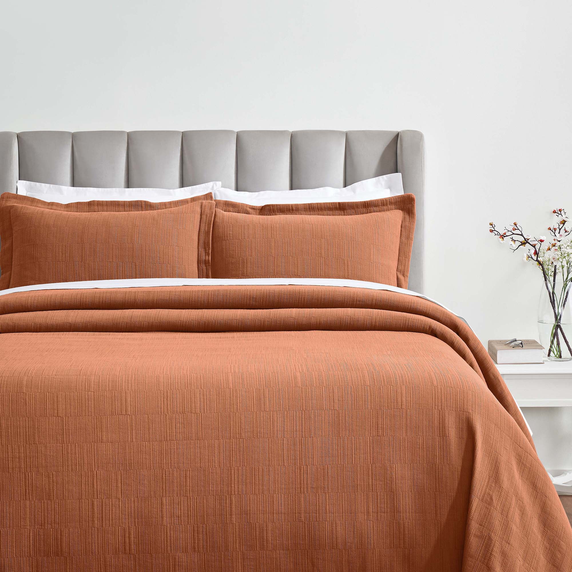 Superior Zenith Cotton Matelasse Bedspread Set, Full, Burnt Orange ...
