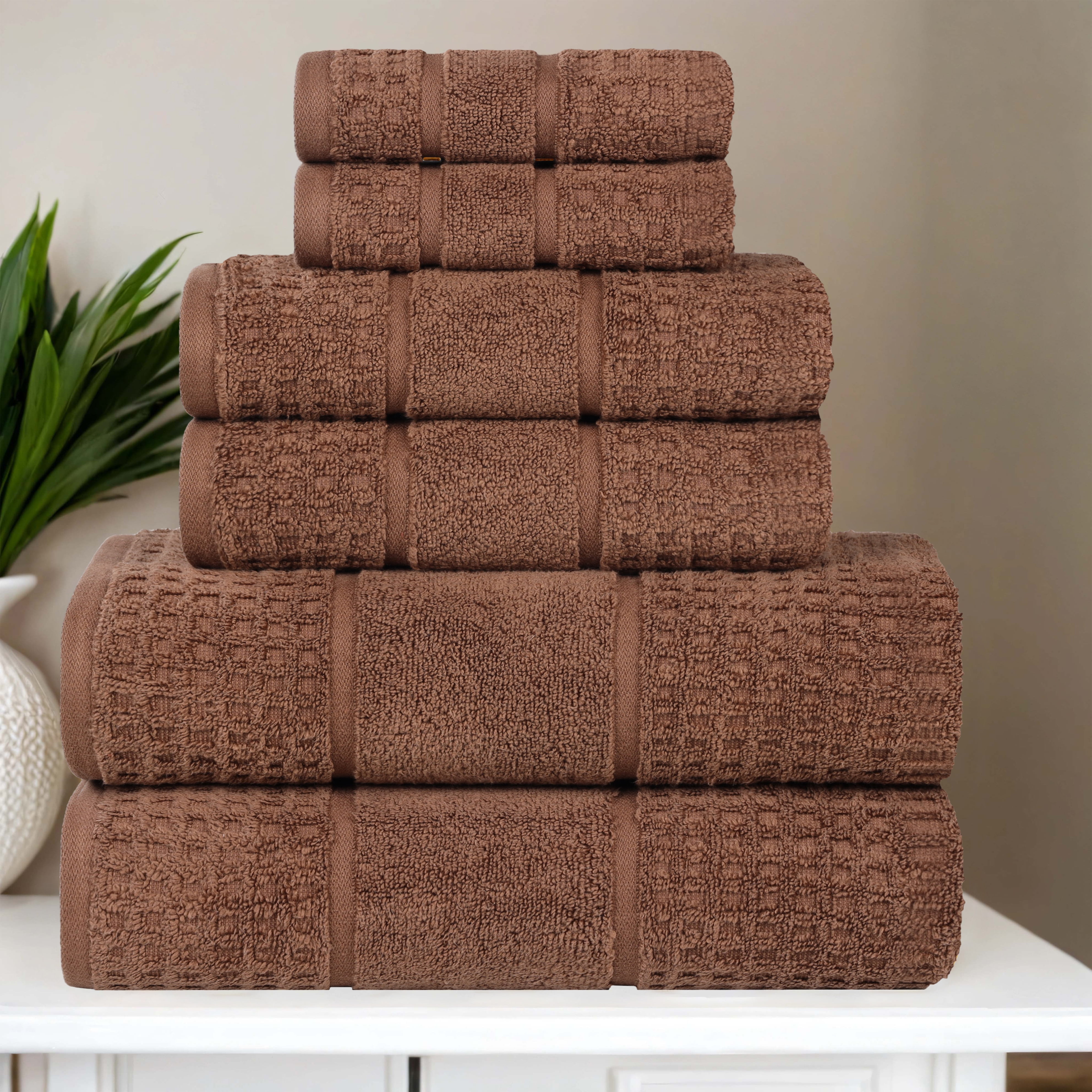 Superior Zero Twist 3-Piece Cotton Towel Set, Waffle Border Ultra Doft ...