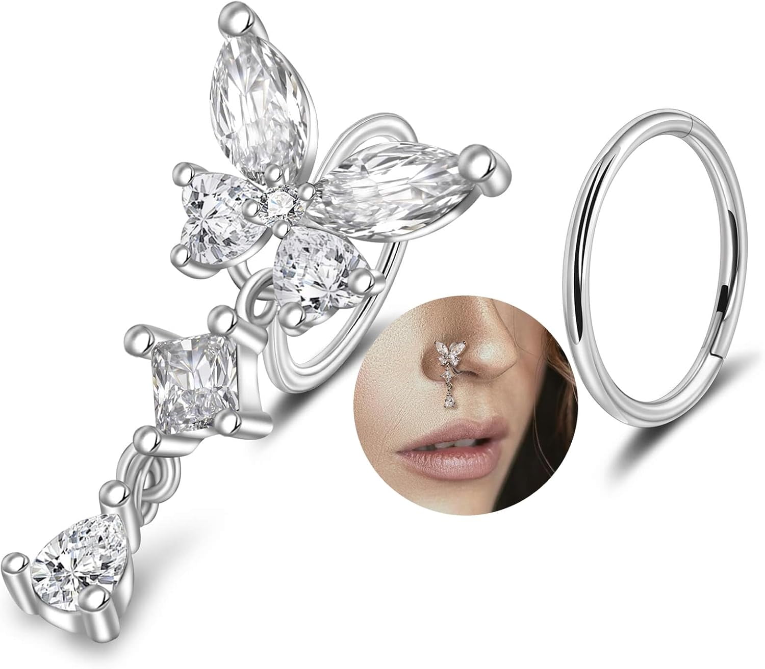 Superior superior Surgical Steel Nose Rings Hoop Set Septum Ring Tragus ...