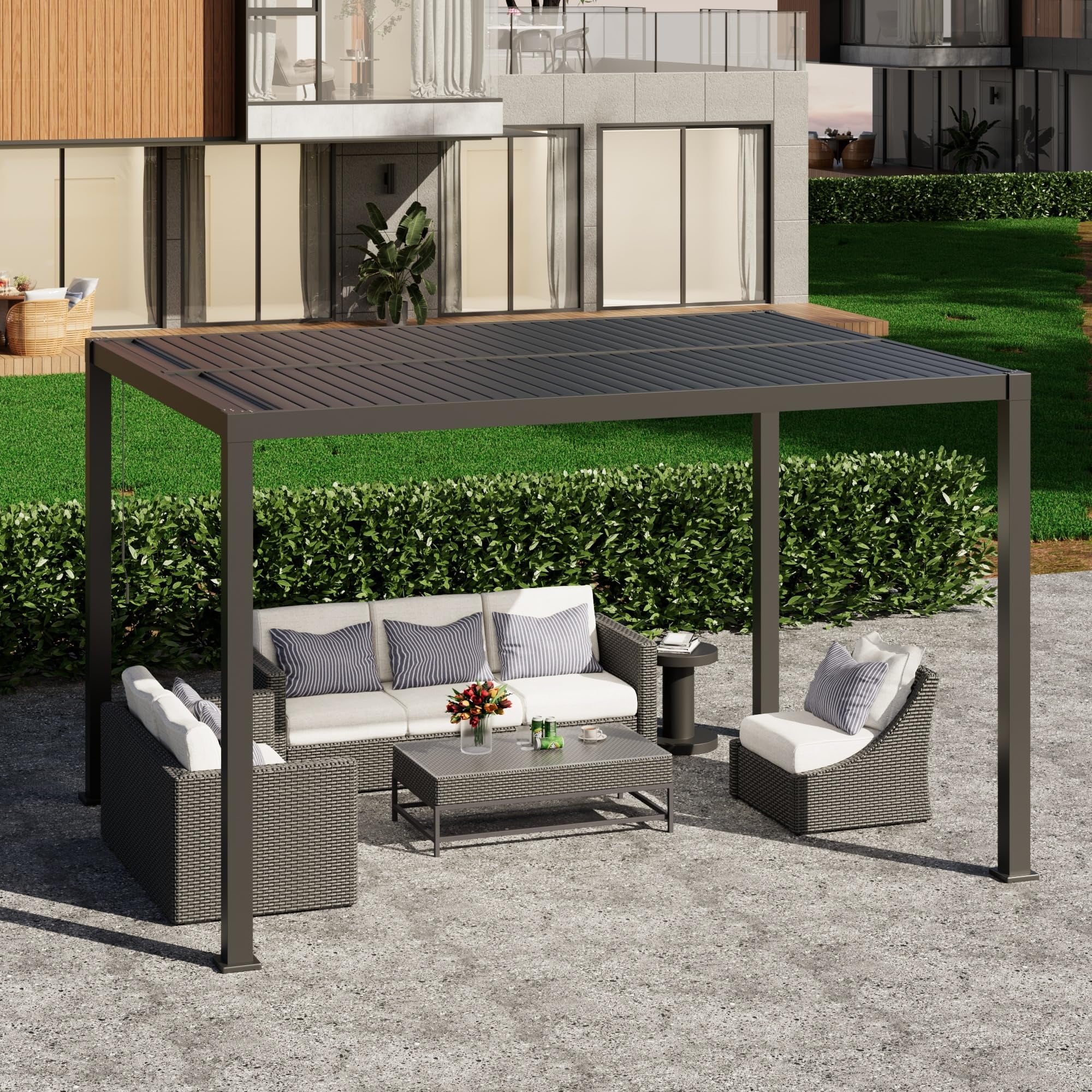 Superjoe 10'x13' Adjustable Louvered Pergola, Heavy-Duty Aluminum ...