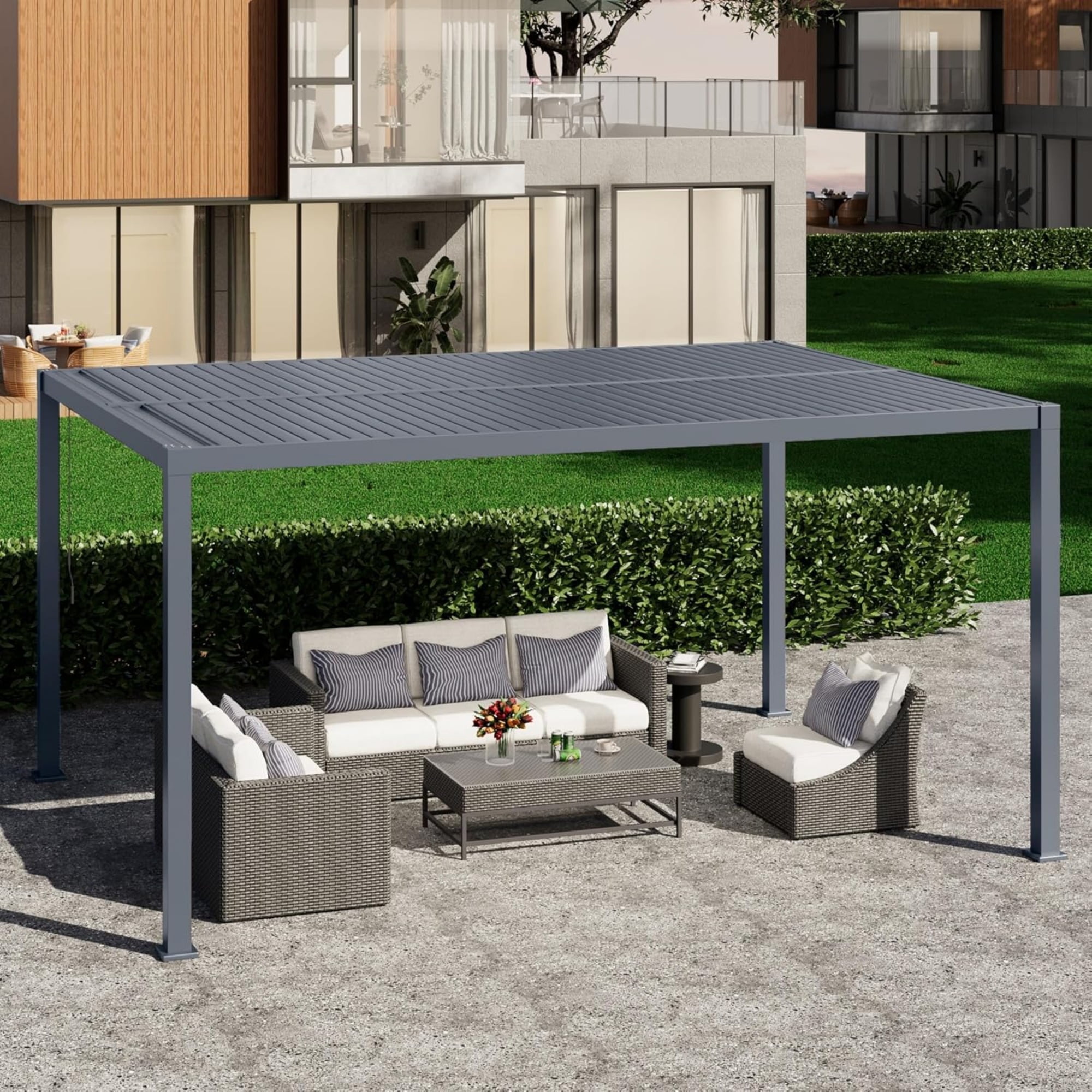 Superjoe 12'x16' Adjustable Louvered Pergola, Heavy-Duty Aluminum ...