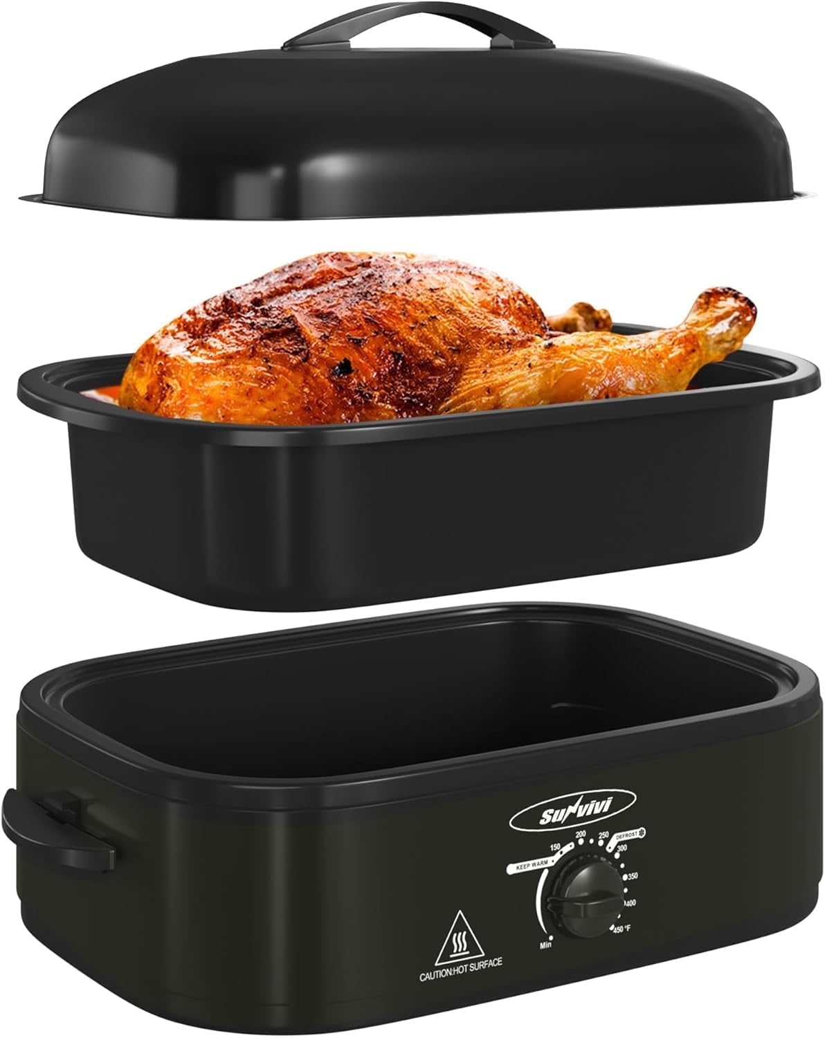 Superjoe 14QT Electric Roaster Oven with Self-Basting Lid, Removable ...