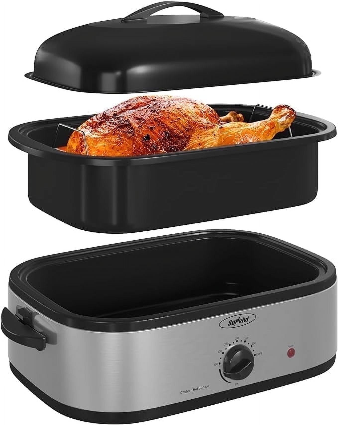 Superjoe 14QT Electric Roaster Oven, with Self-Basting Lid, Stainless ...