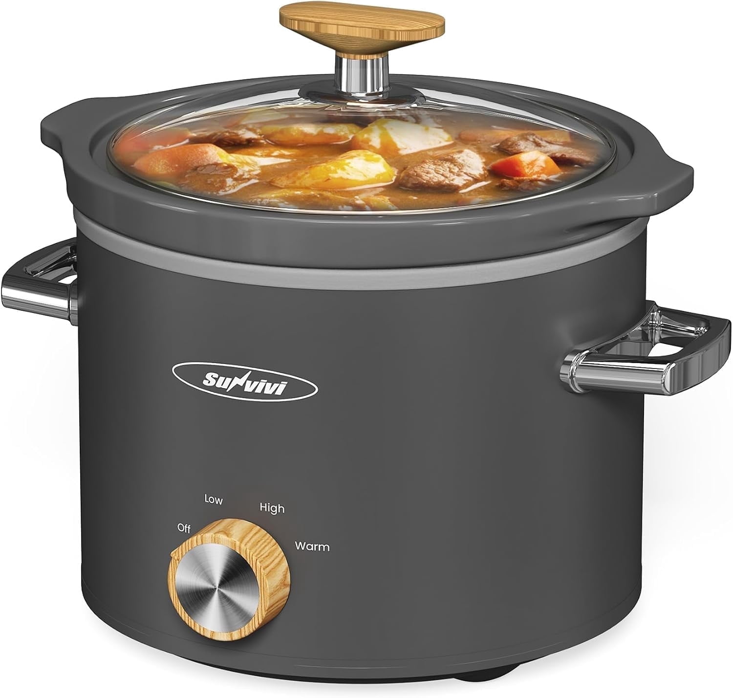 Superjoe 2 Quart Slow Cooker, Small Slow Cooker with Removable Ceramic ...