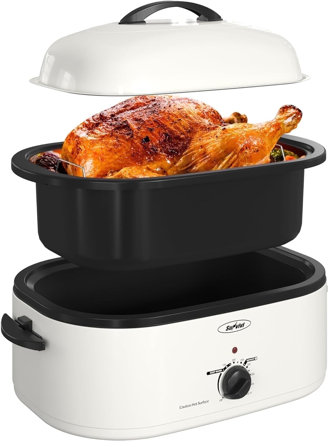 Superjoe 20 Quart Electric Roaster Oven with Self-Basting Lid, Turkey ...