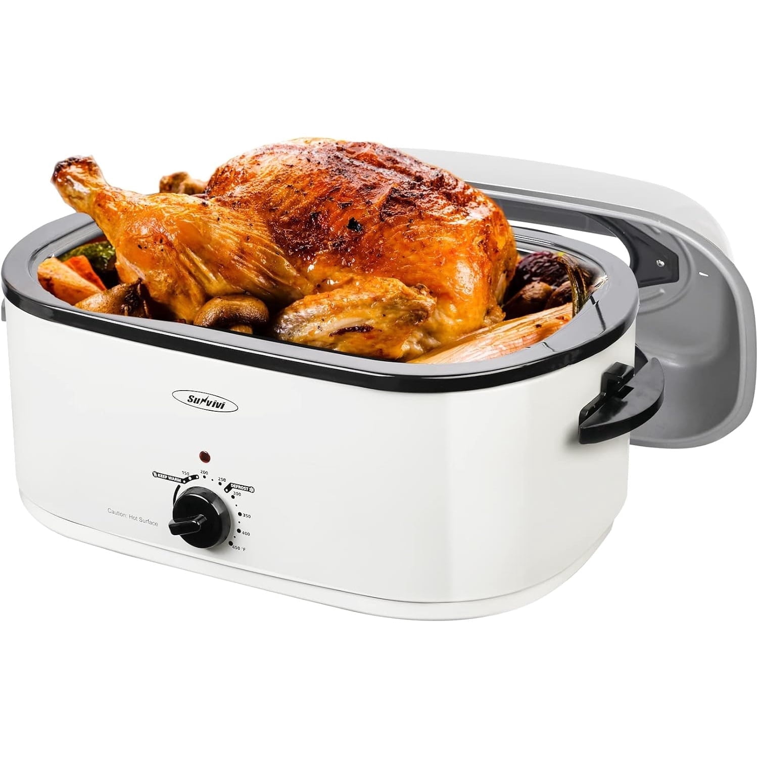 Superjoe 22 QT Electric Roaster Oven, with Self-Basting Lid, Stainless ...