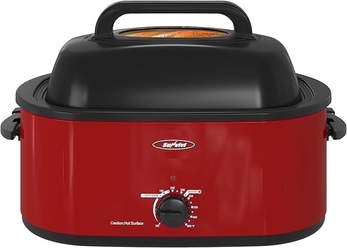 Superjoe 22 QT Electric Roaster Oven, with Self-Basting Lid, Stainless ...