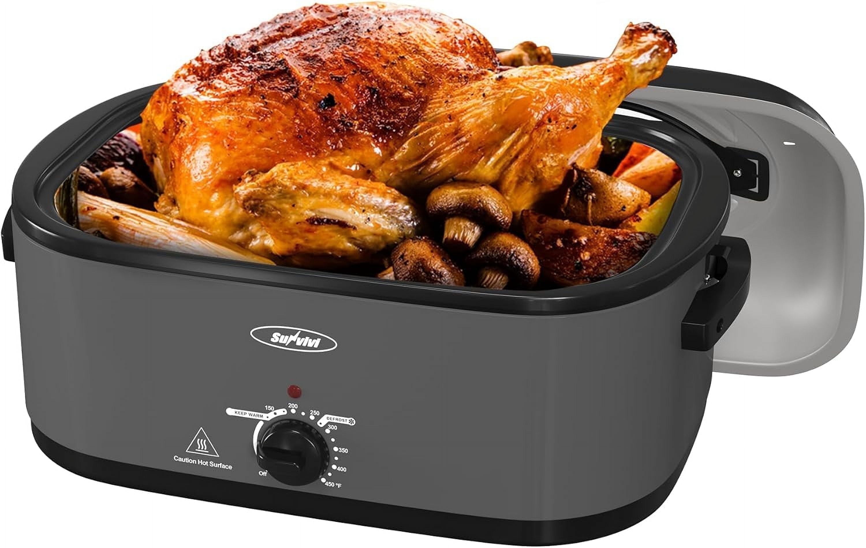 Superjoe 26 QT Electric Roaster Oven, Stainless Steel Self-Basting Lid ...