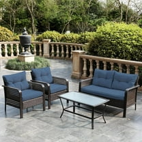 Alice Outdoor Wicker Club Chair with Cushions (Set of 2) - Walmart.com