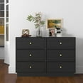 Heynemo 6 Drawer Double Dresser, Bedroom Chest of Drawers, Wood Storage ...