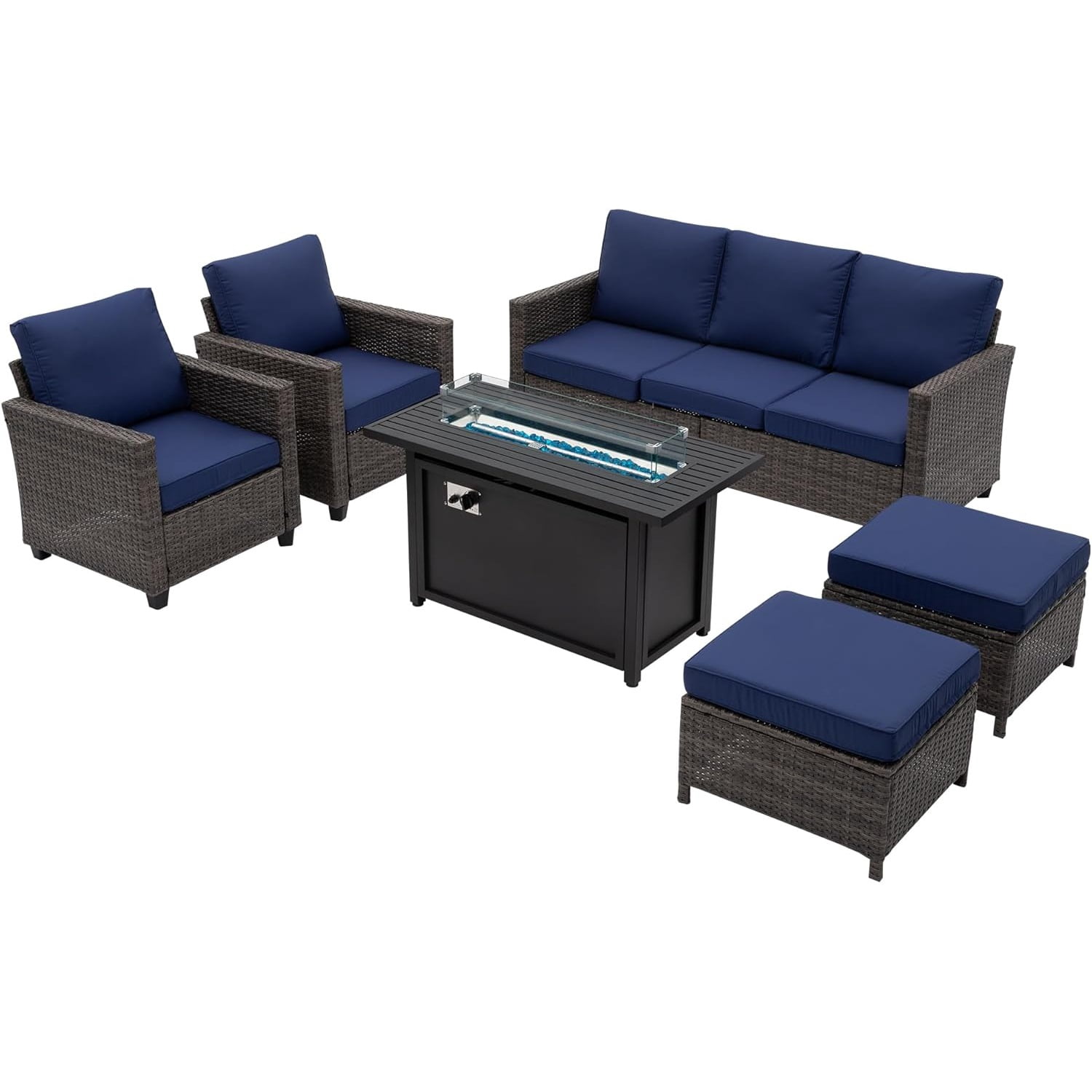 Superjoe 6 Pieces Wicker Patio Conversation Set, All-Weather Rattan ...