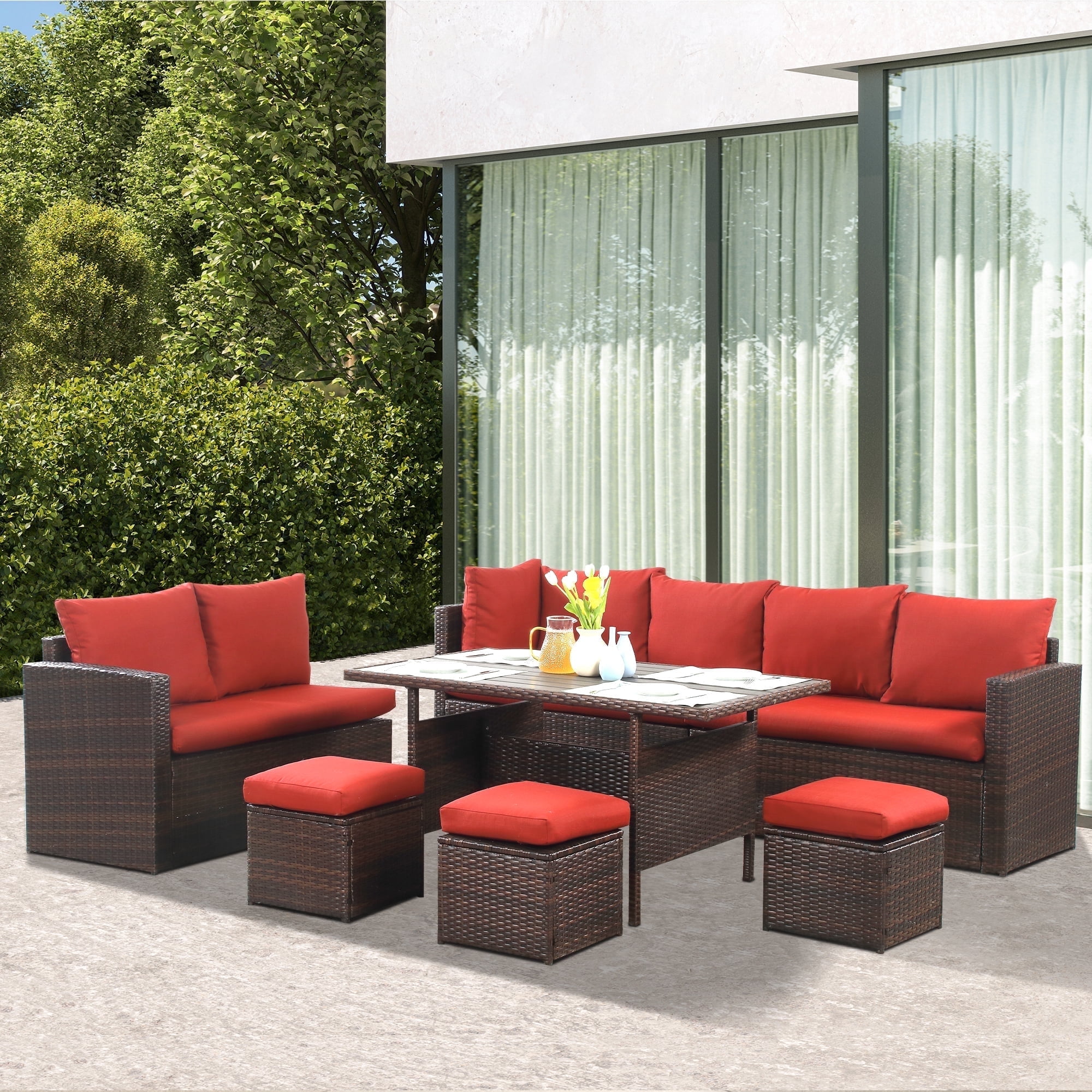 Superjoe 7-Piece Patio Couch Furniture Set, All-Weather Wicker ...